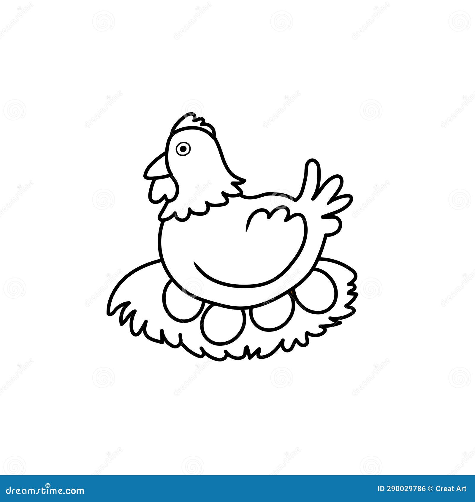 Hen with Eggs Illustration Black Line Drawing Stock Vector ...