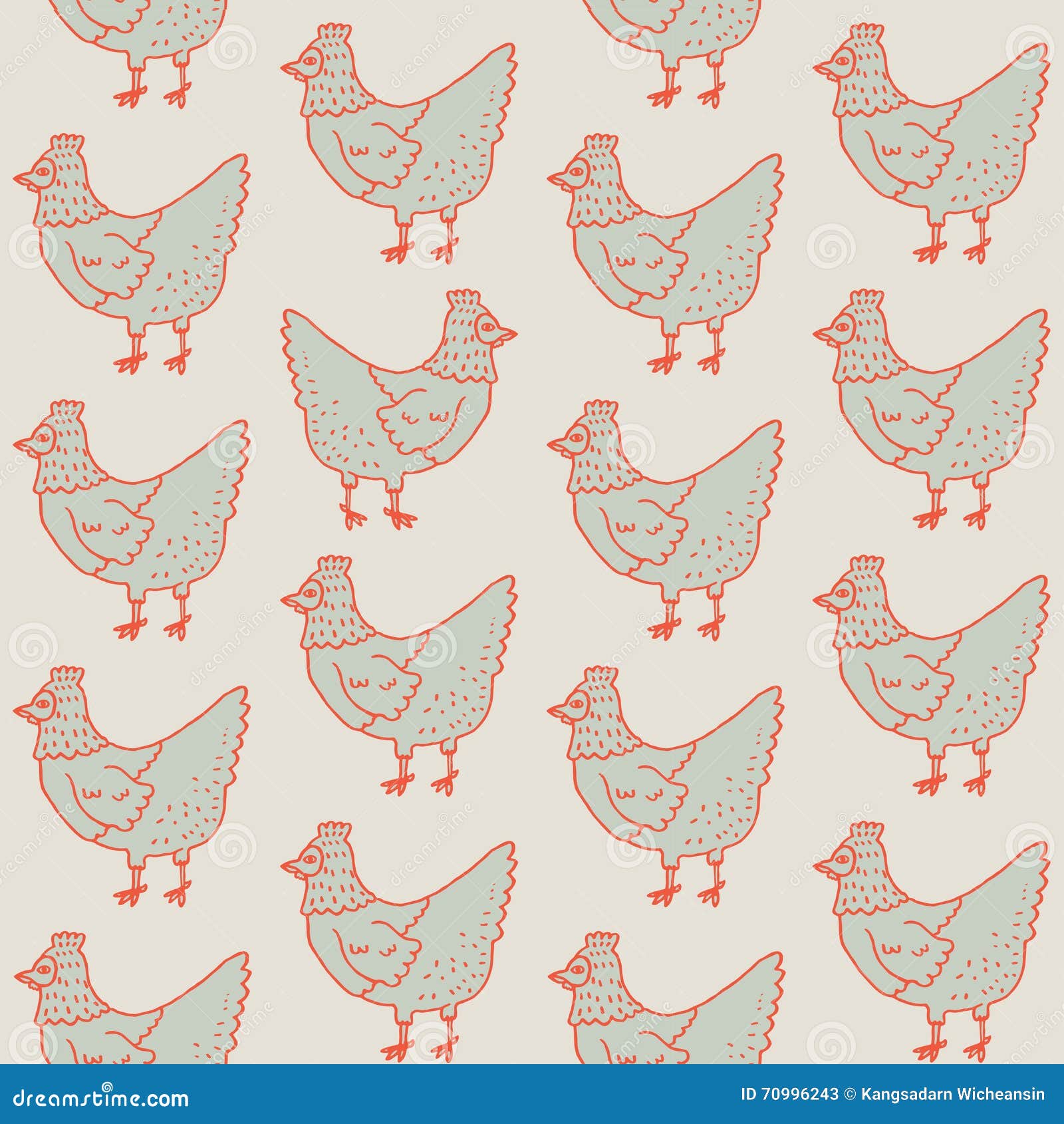 Hen Farm Chicken Retro Pattern.Illustration Vector Background. Stock ...