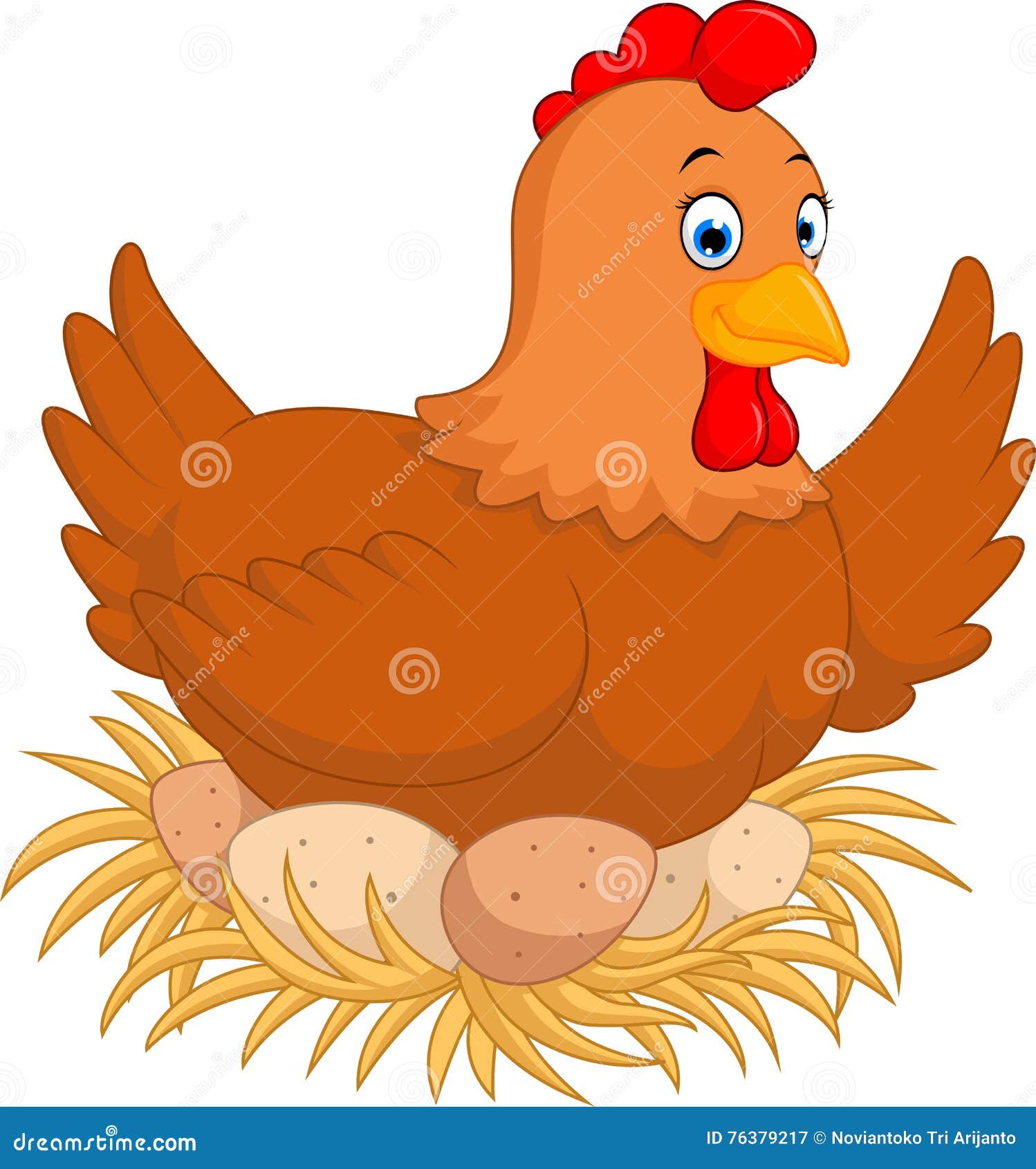 A Hen Hatching Eggs Cartoon Vector | CartoonDealer.com #76379217