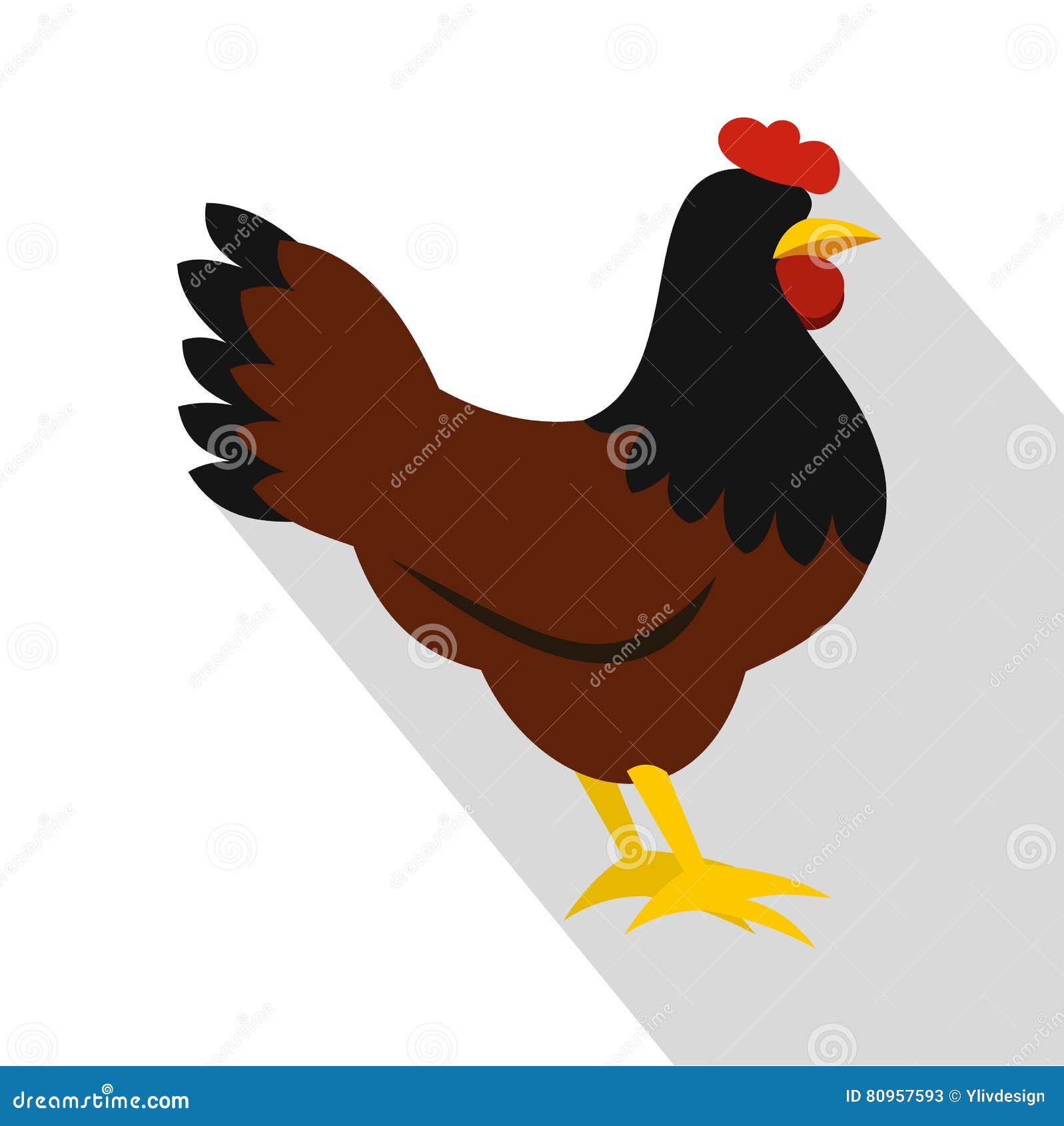Hen icon, flat style stock vector. Illustration of body - 80957593