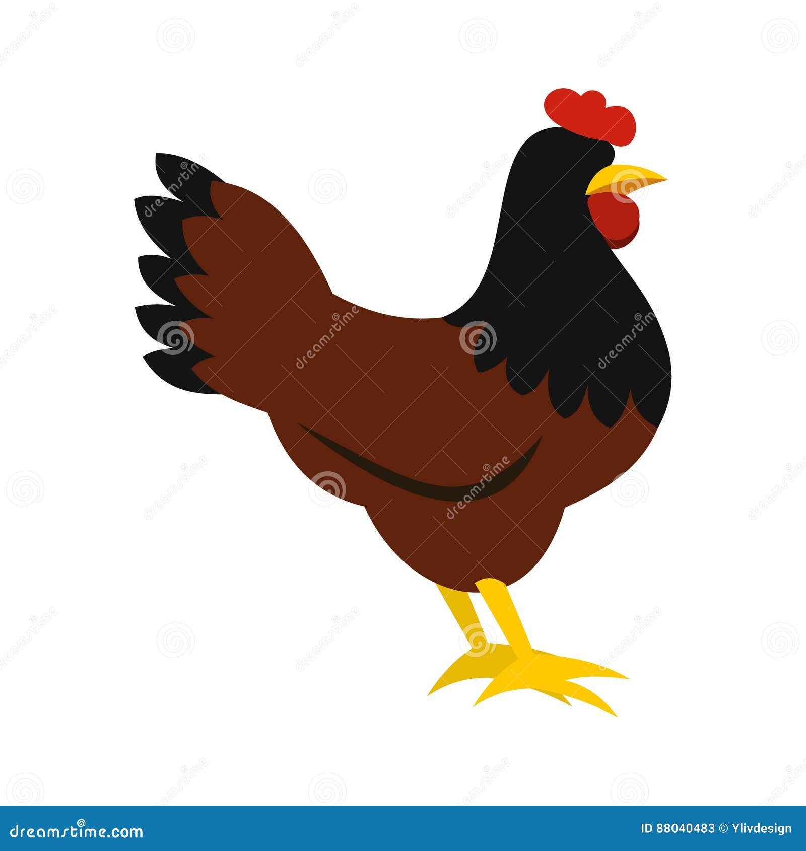 Hen icon, flat style stock vector. Illustration of drawn - 88040483