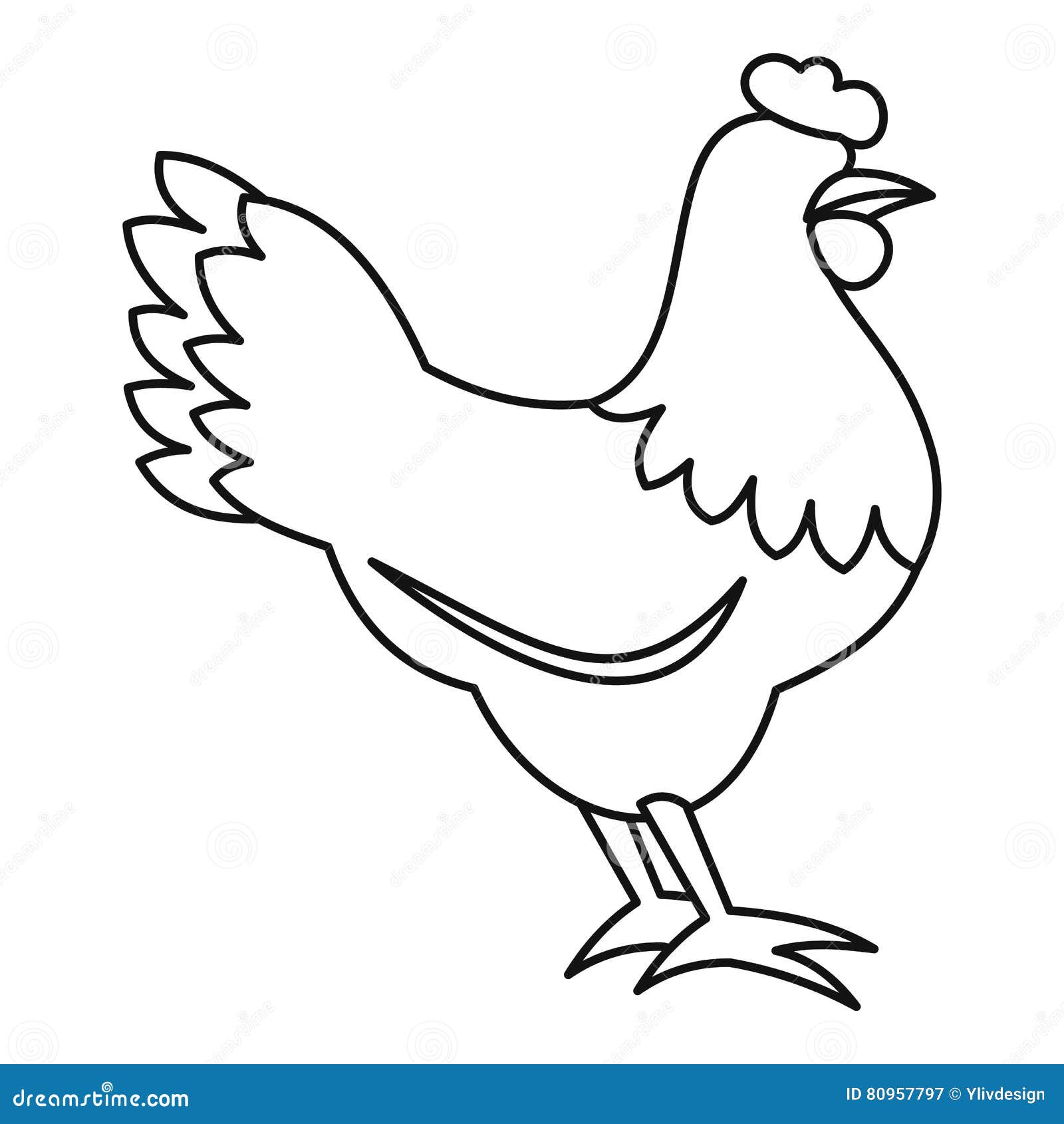 Hen icon, outline style stock vector. Illustration of beak - 80957797