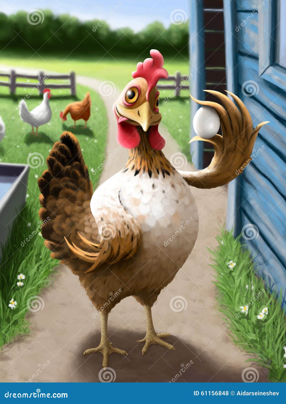 Hen stock illustration. Illustration of farm, comb, livestock - 61156848