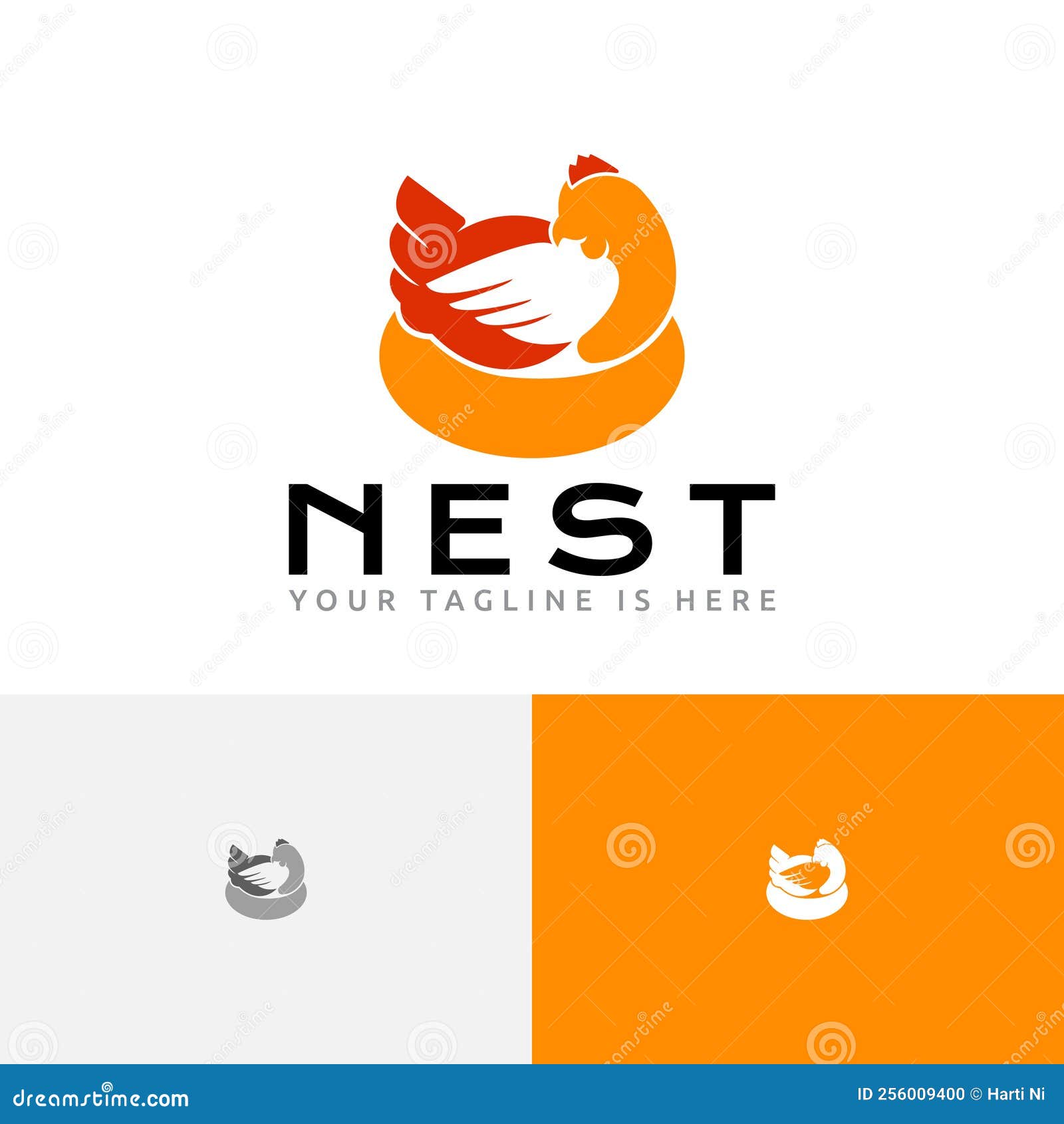 Hen Incubating Egg Chicken Nest Farm Logo Stock Vector - Illustration ...