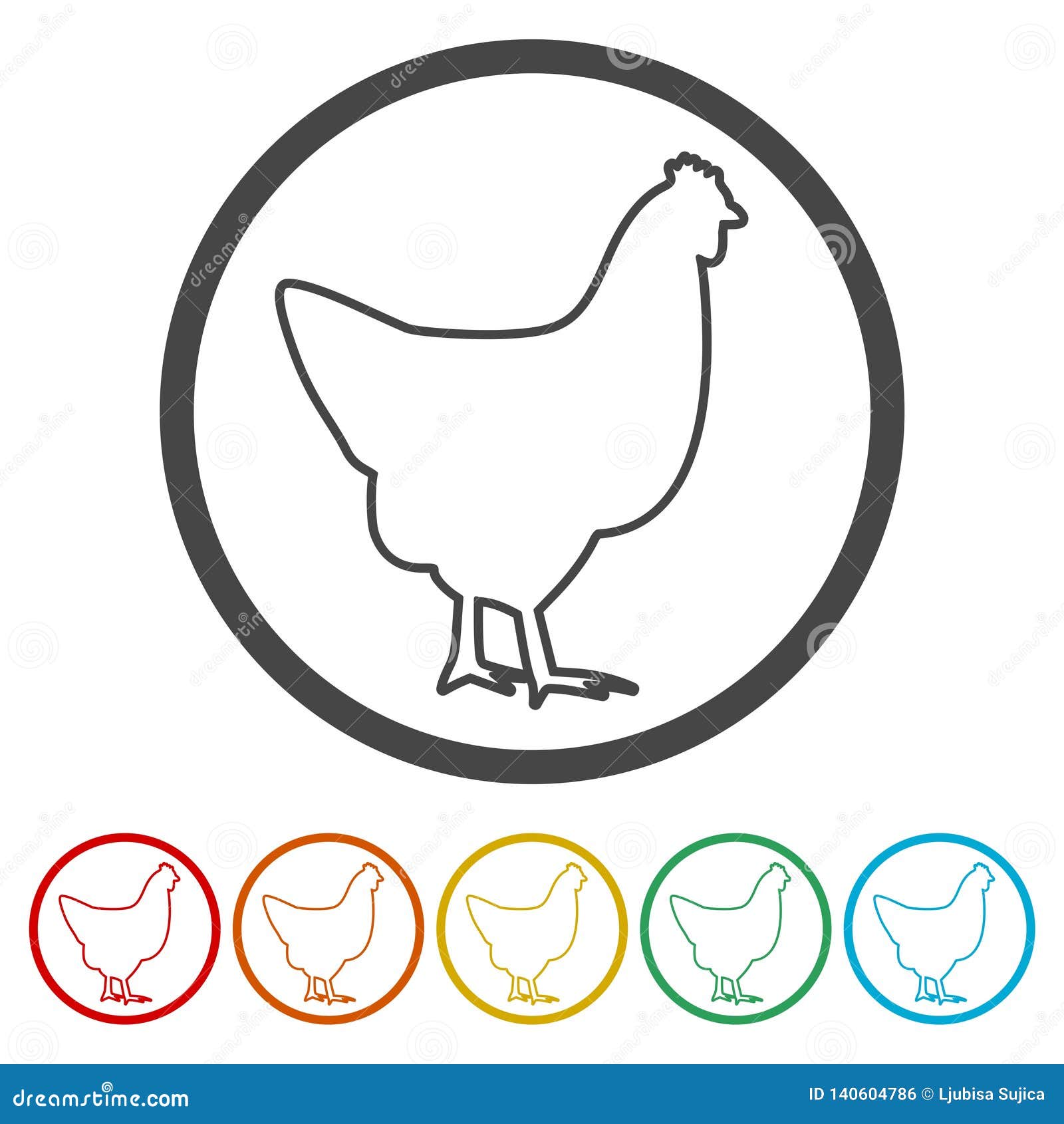 Hen line icons set stock vector. Illustration of minimal - 140604786