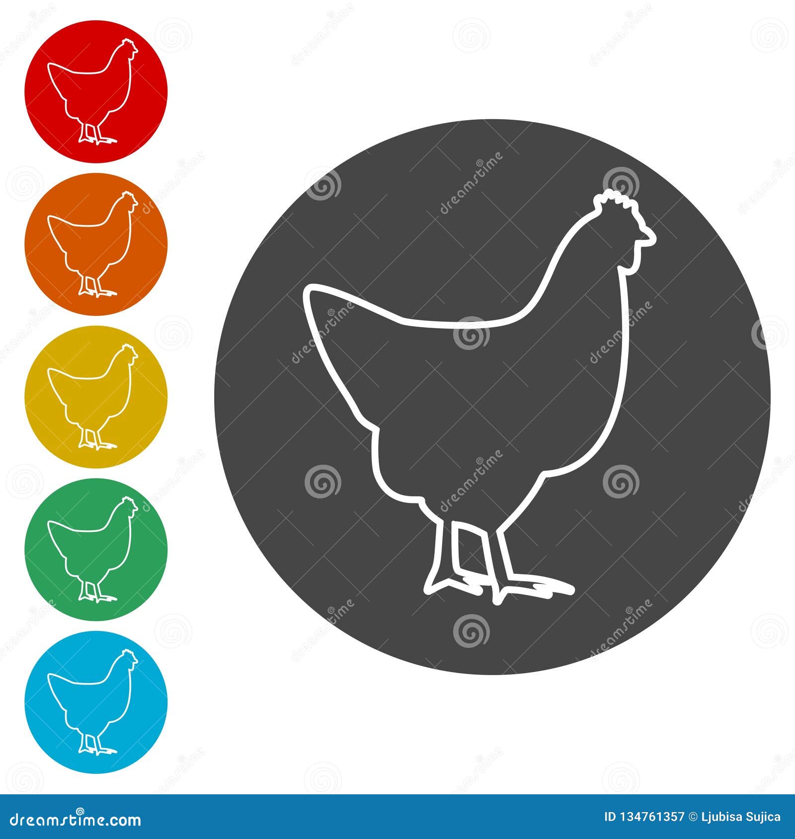 Hen line icons set stock vector. Illustration of chick - 134761357