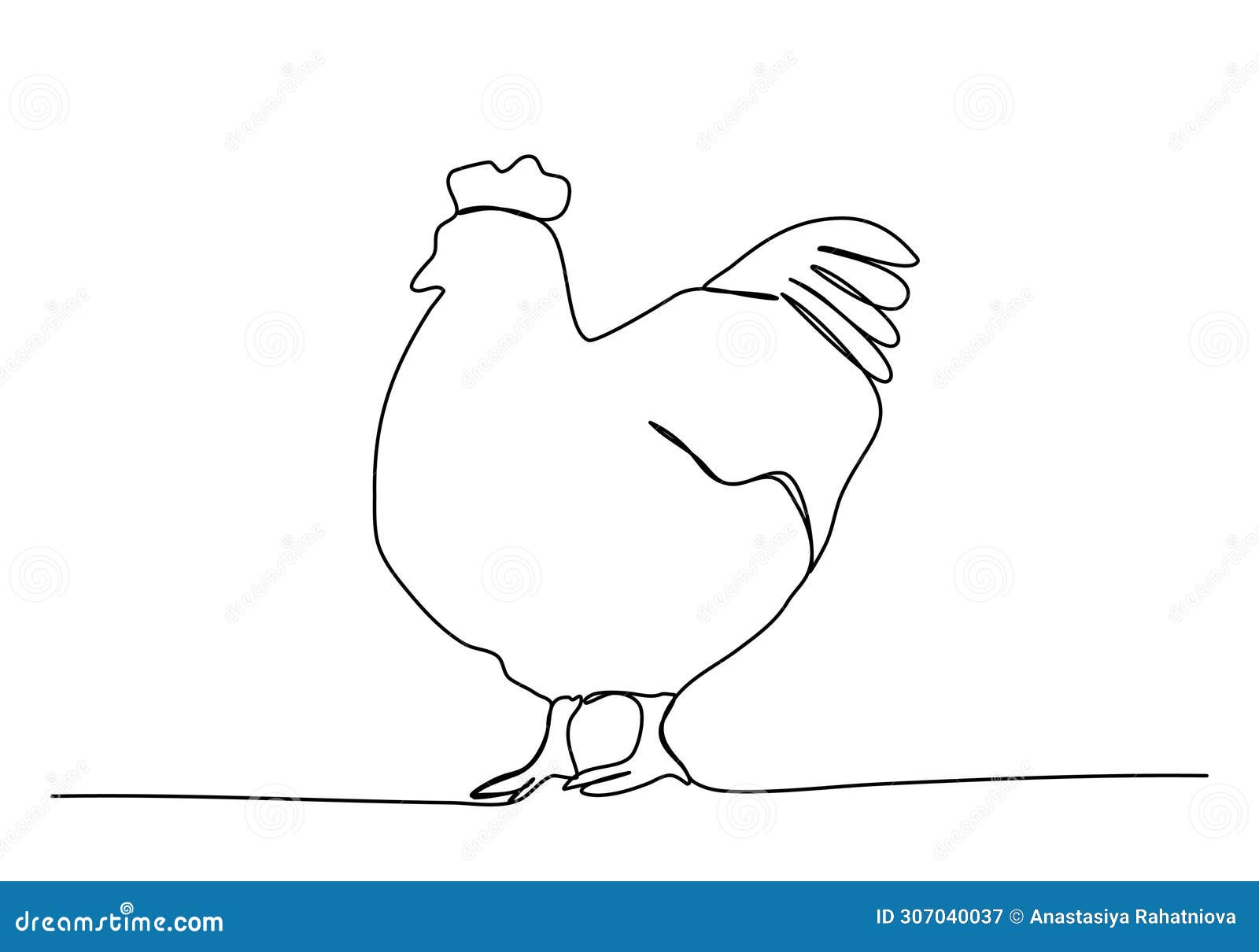 Hen, One Line Drawing Vector Illustration Stock Vector - Illustration ...