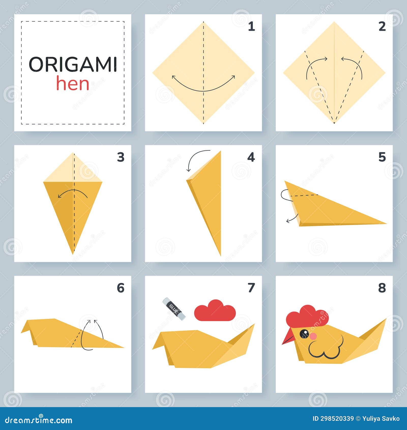 Origami Tutorial For Kids. Origami Cute Sunflower. Cartoon Vector ...