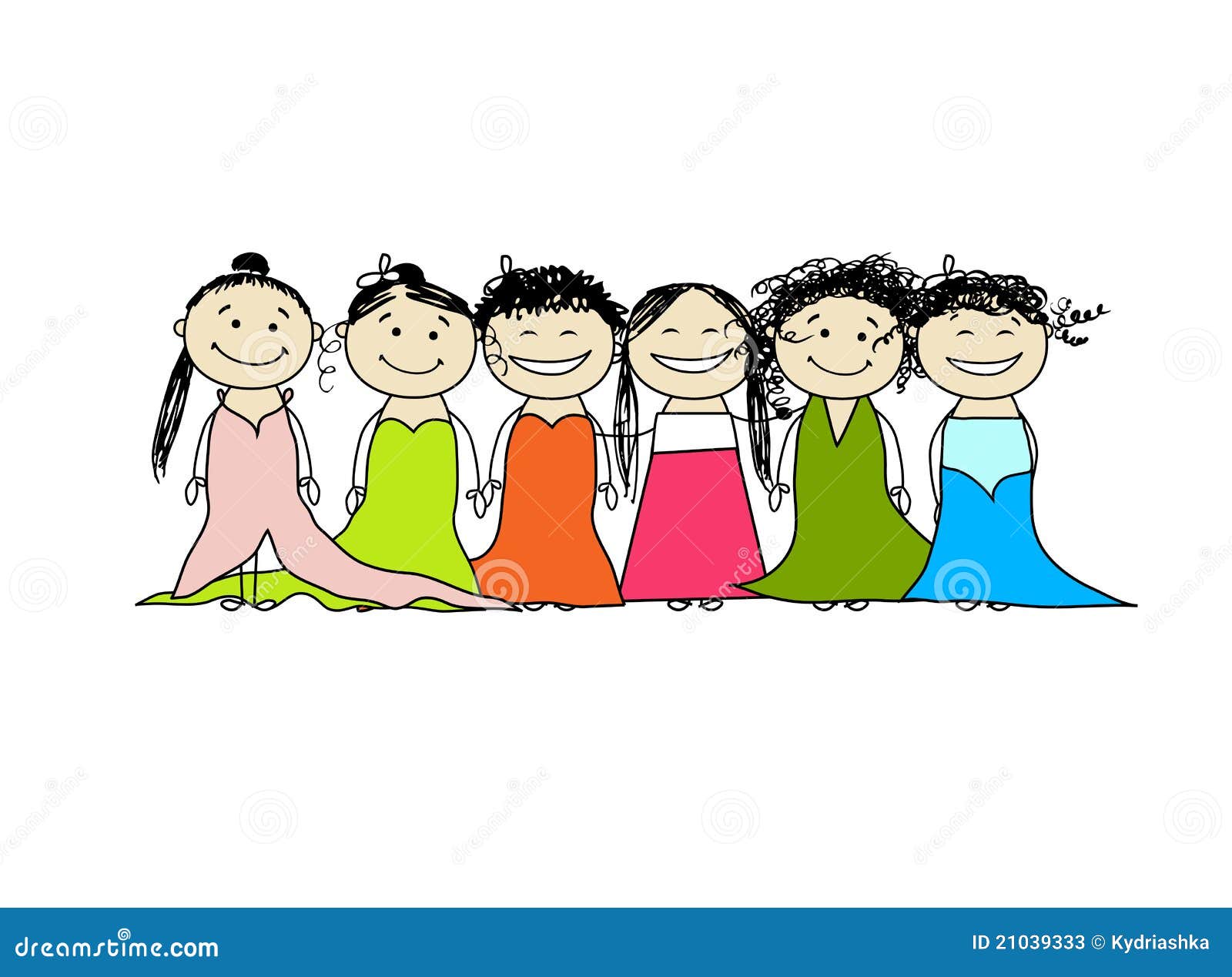 Funny Cartoon Group Of Friends