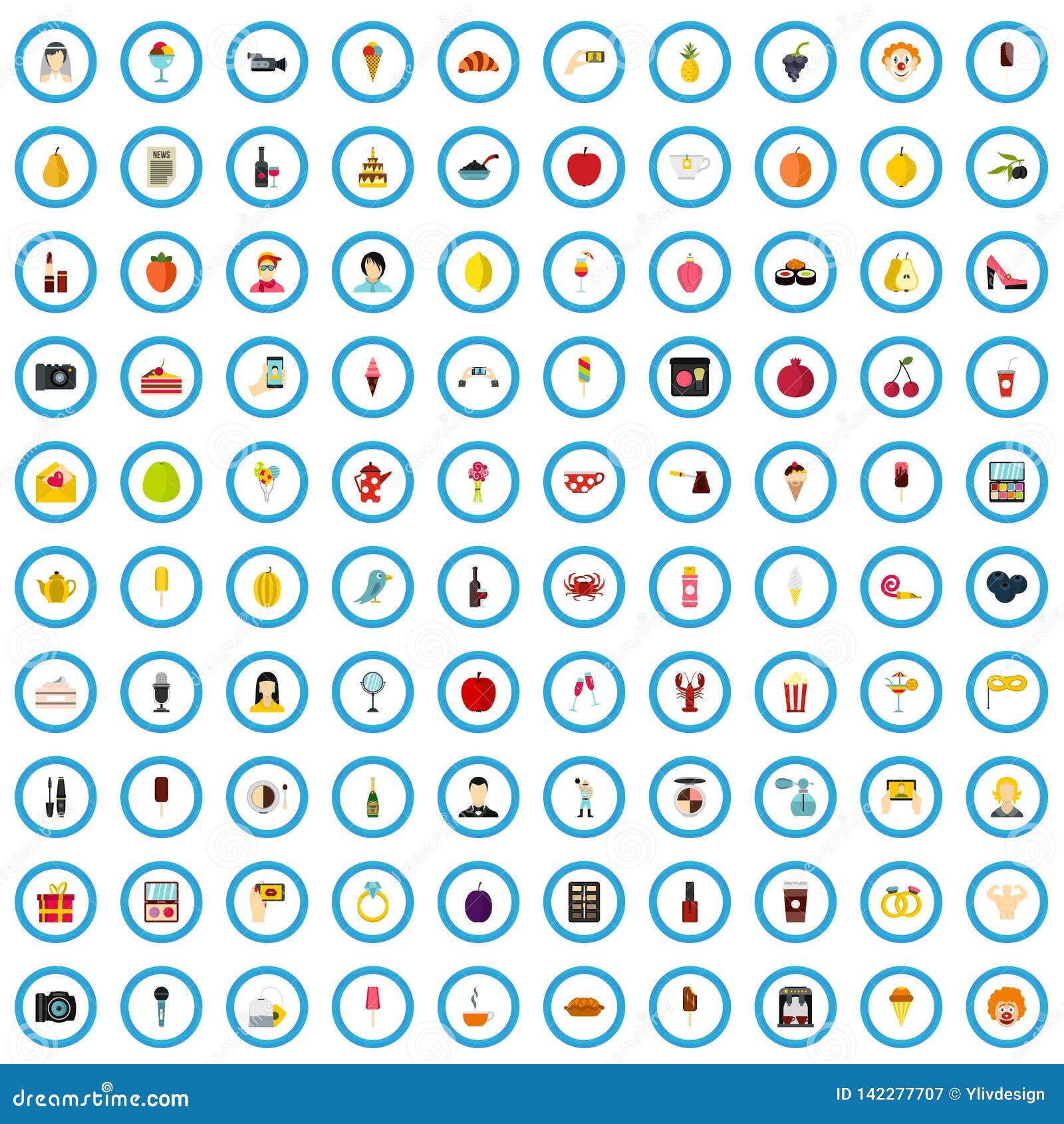 100 Hen Party Icons Set, Flat Style Stock Vector - Illustration of news ...