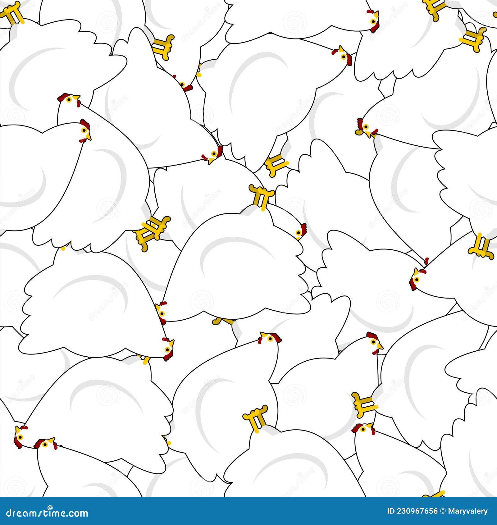 Hen Pattern Seamless. Chicken Background. Farm Bird Texture Vector ...