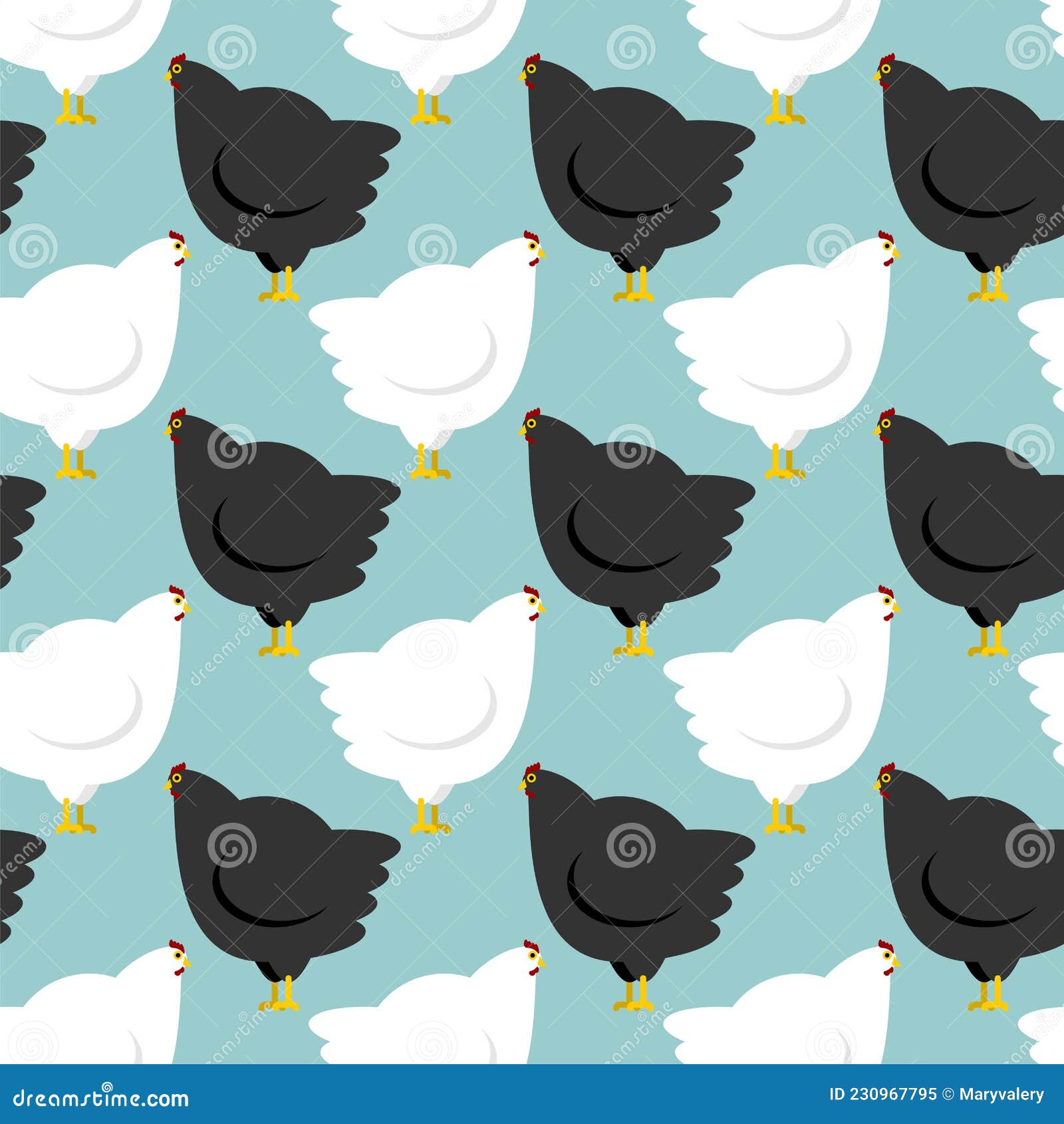 Hen Pattern Seamless. Chicken Background. Farm Bird Texture Cartoon ...