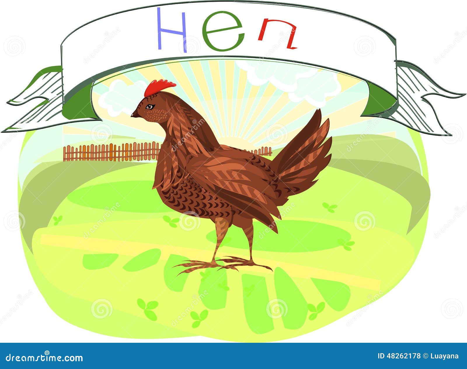 Hen with title stock vector. Illustration of fowl, animals - 48262178