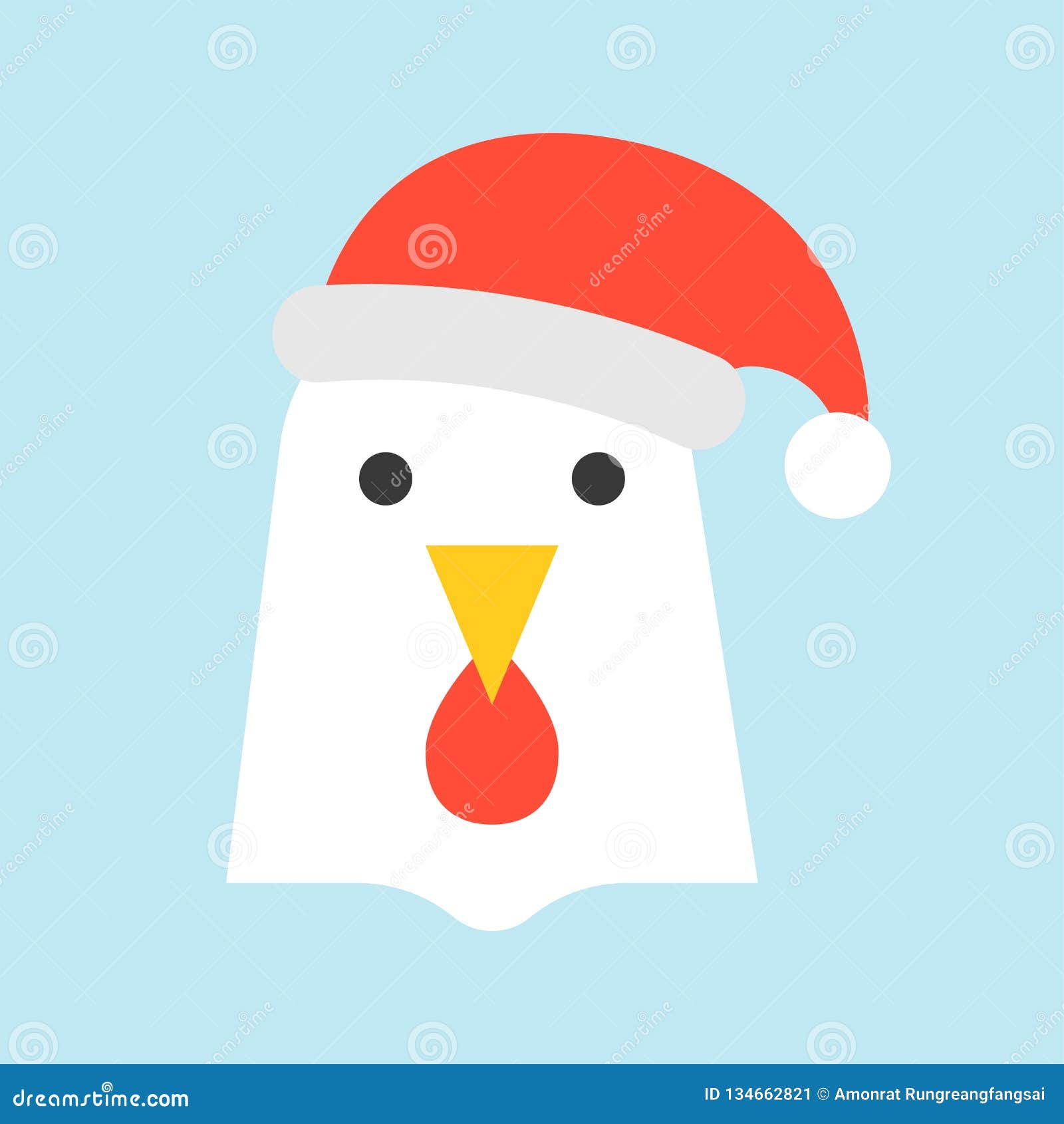 Hen Wearing Santa Hat Flat Icon Design Stock Vector - Illustration of ...
