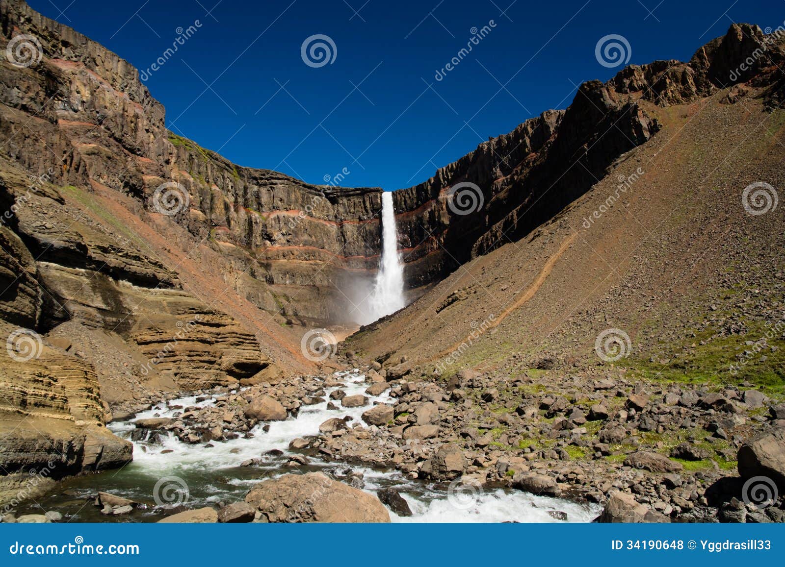 Hengifoss stock photo. Image of hafragilsfoss, troll - 34190648