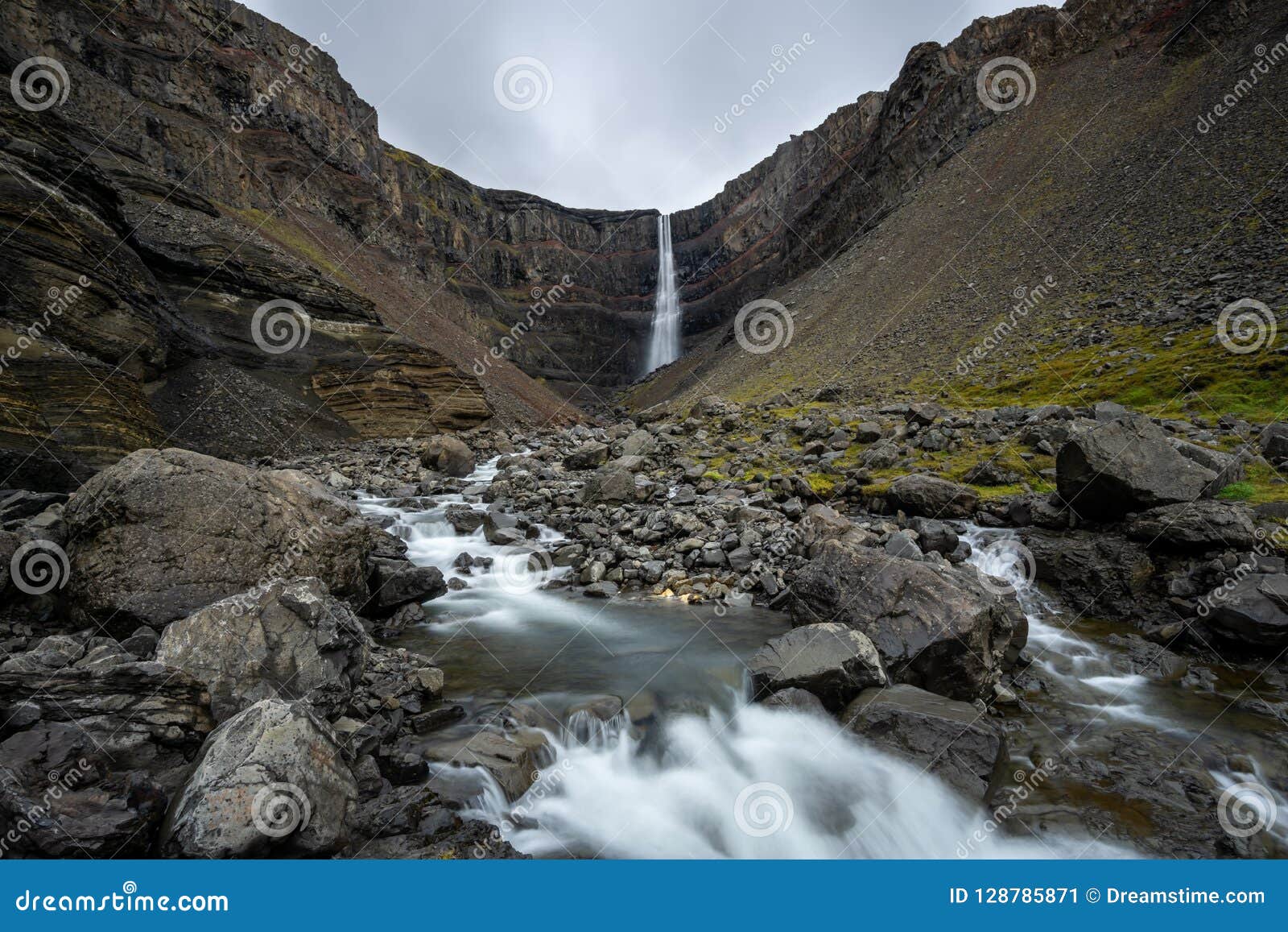 Hengifoss Waterfall in Eastern Iceland Stock Image - Image of geology ...