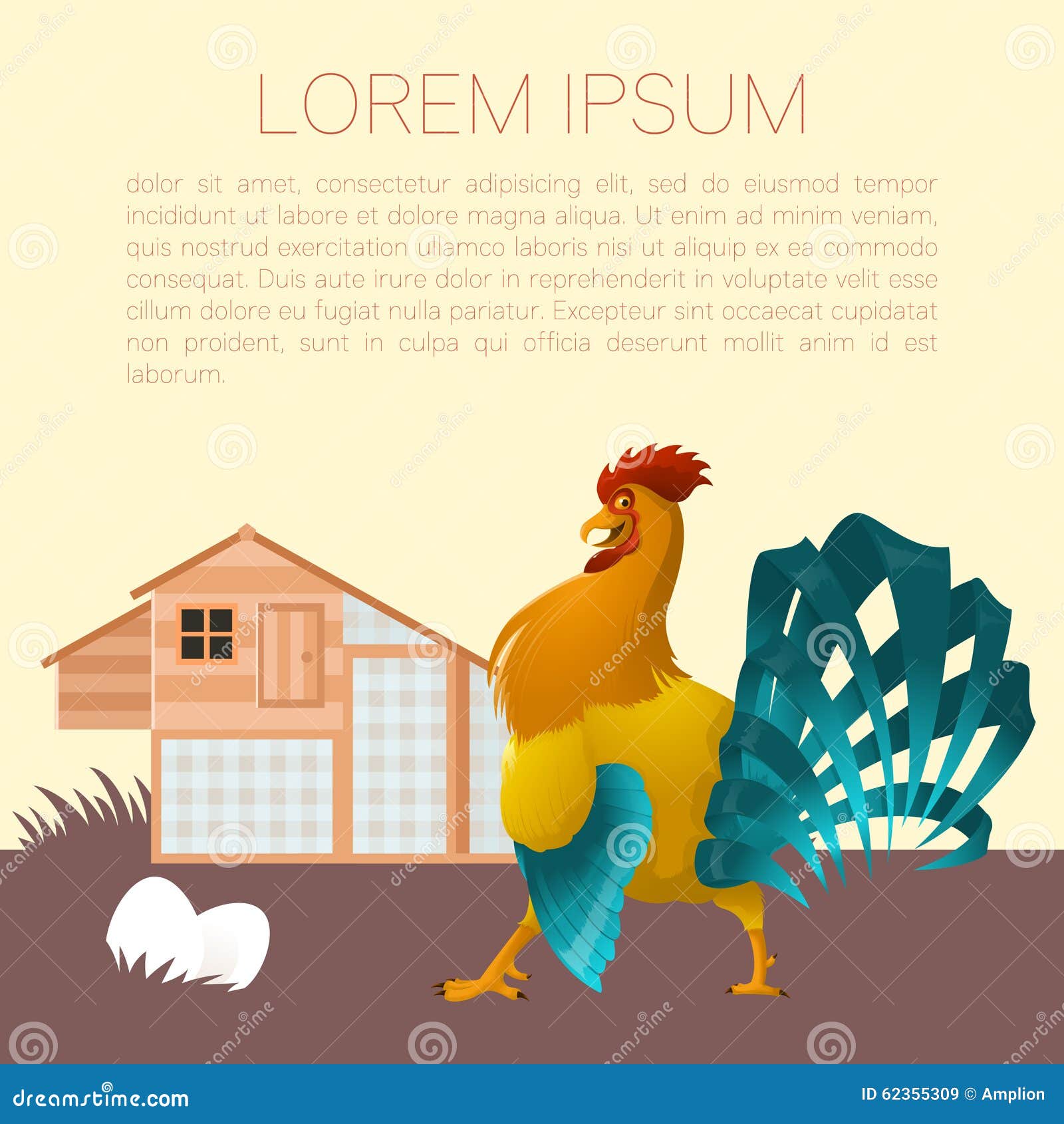 Henhouse Banner with Rooster Stock Vector - Illustration of barn, farm ...