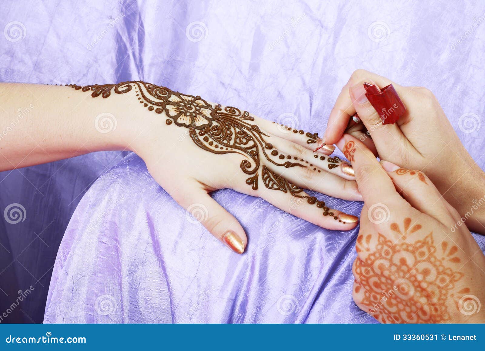 Henna applying stock image. Image of herbal, fashion - 33360531