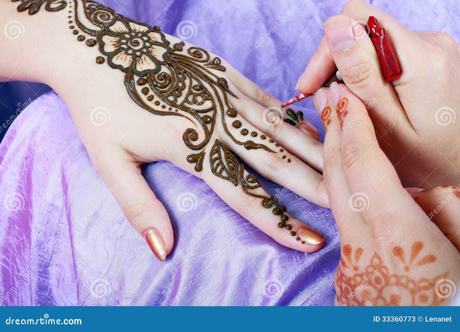 Henna applying stock image. Image of artwork, hand, cosmetic - 33360773