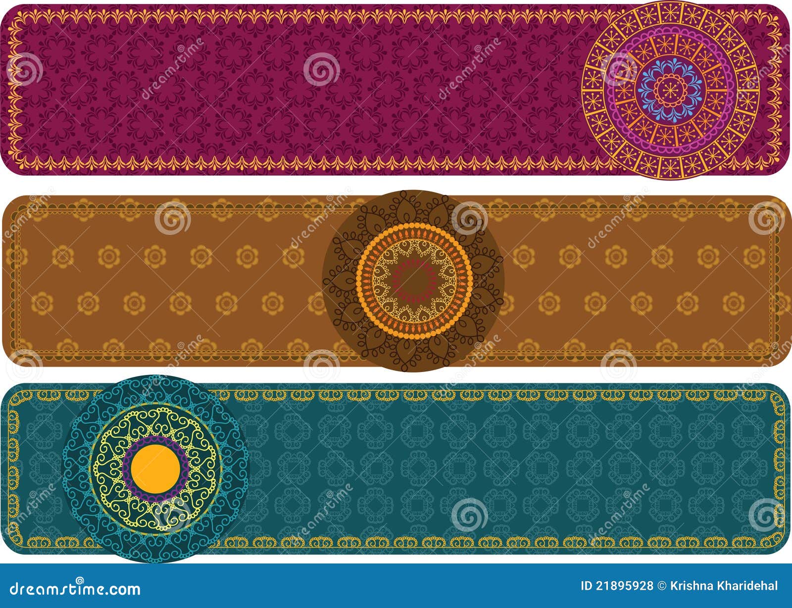 Henna Banners with mandala stock vector. Illustration of sari - 21895928