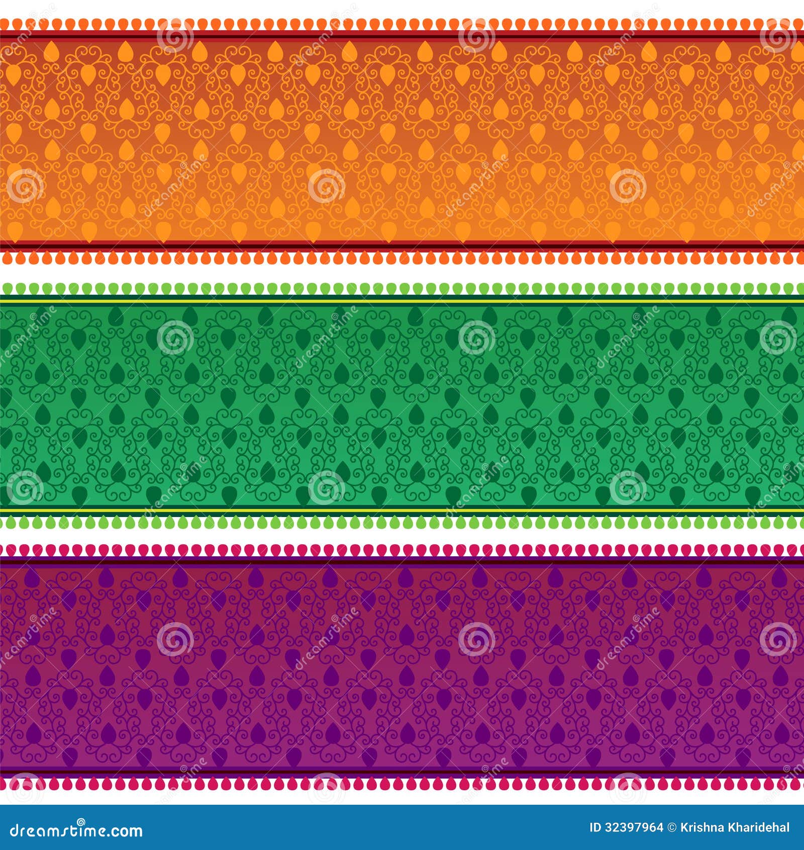 Henna Borders Pattern stock vector. Illustration of design - 32397964