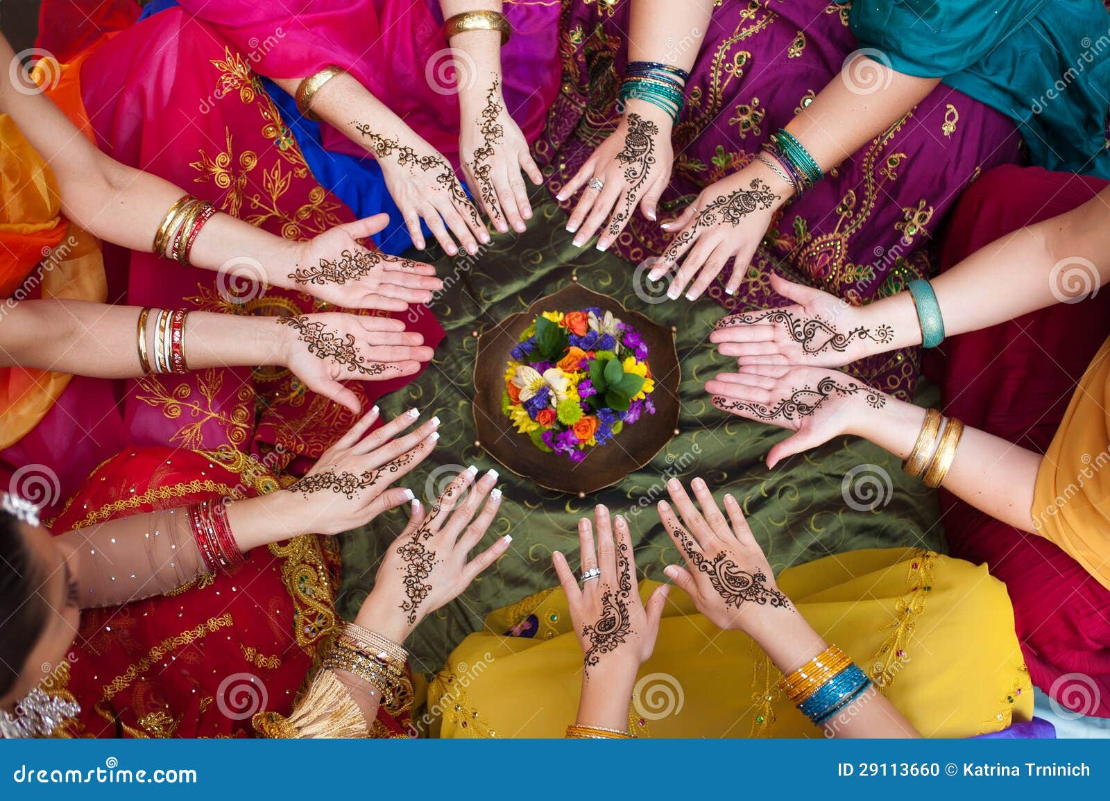 Henna Decorated Hands Arranged in a Circle Stock Photo - Image of ...