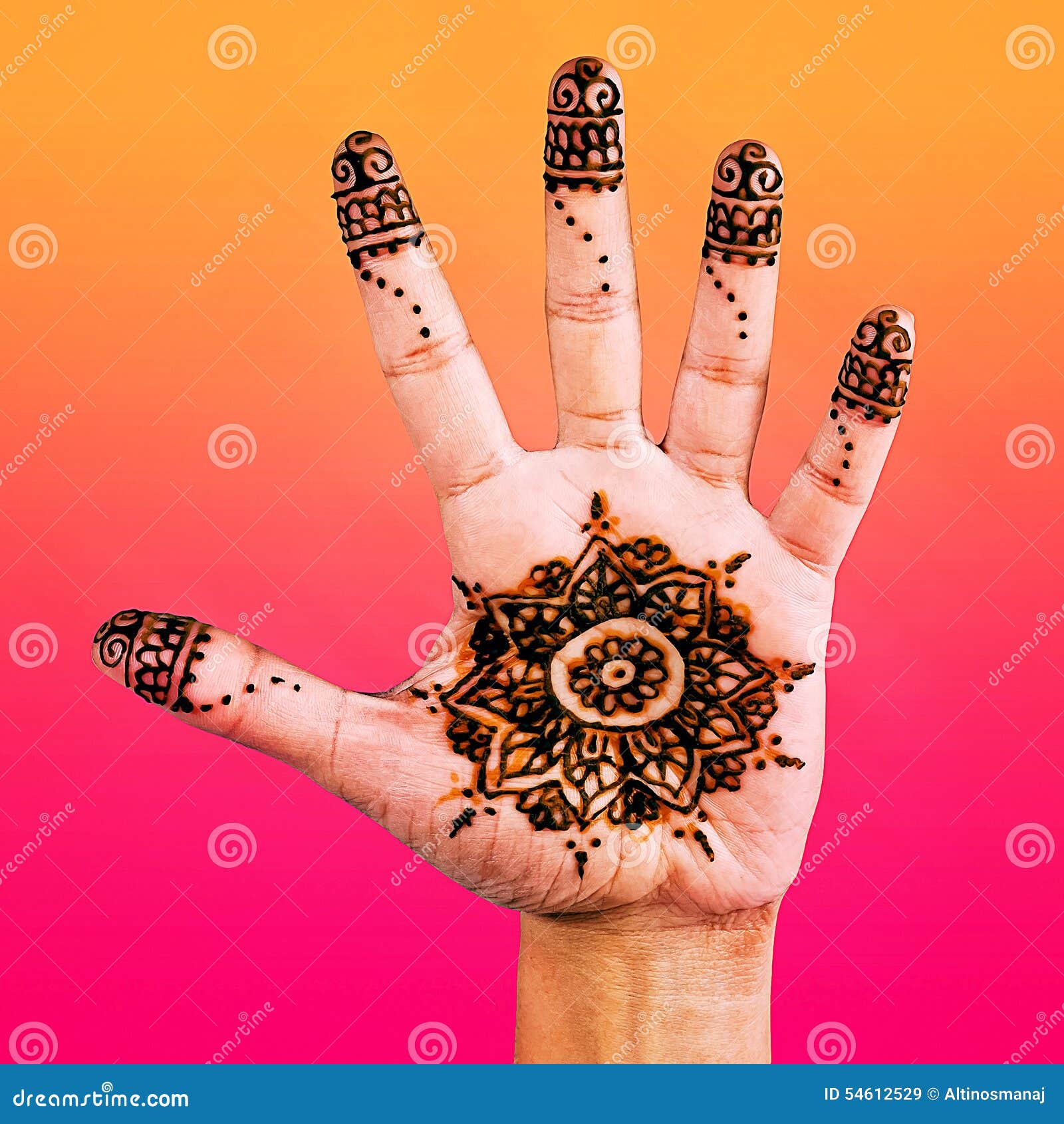Henna Design on the Palm of the Hand Colour Gradient Stock Image ...