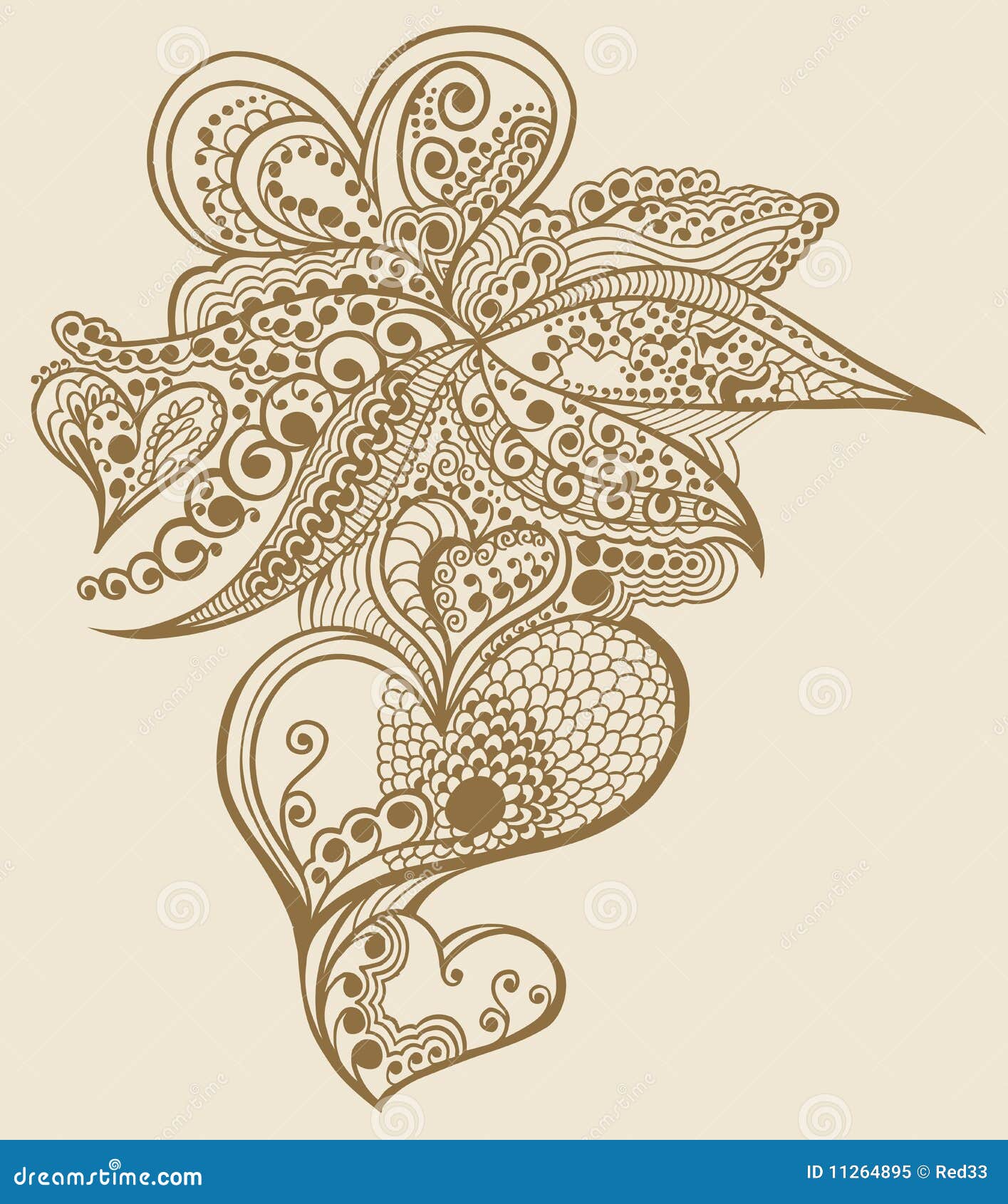 Henna doodle Heart design stock vector. Illustration of groovy - 11264895