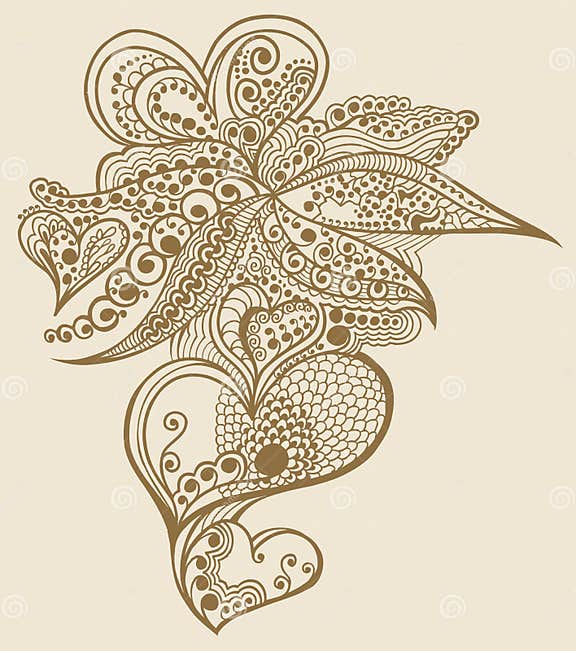 Henna doodle Heart design stock vector. Illustration of groovy - 11264895