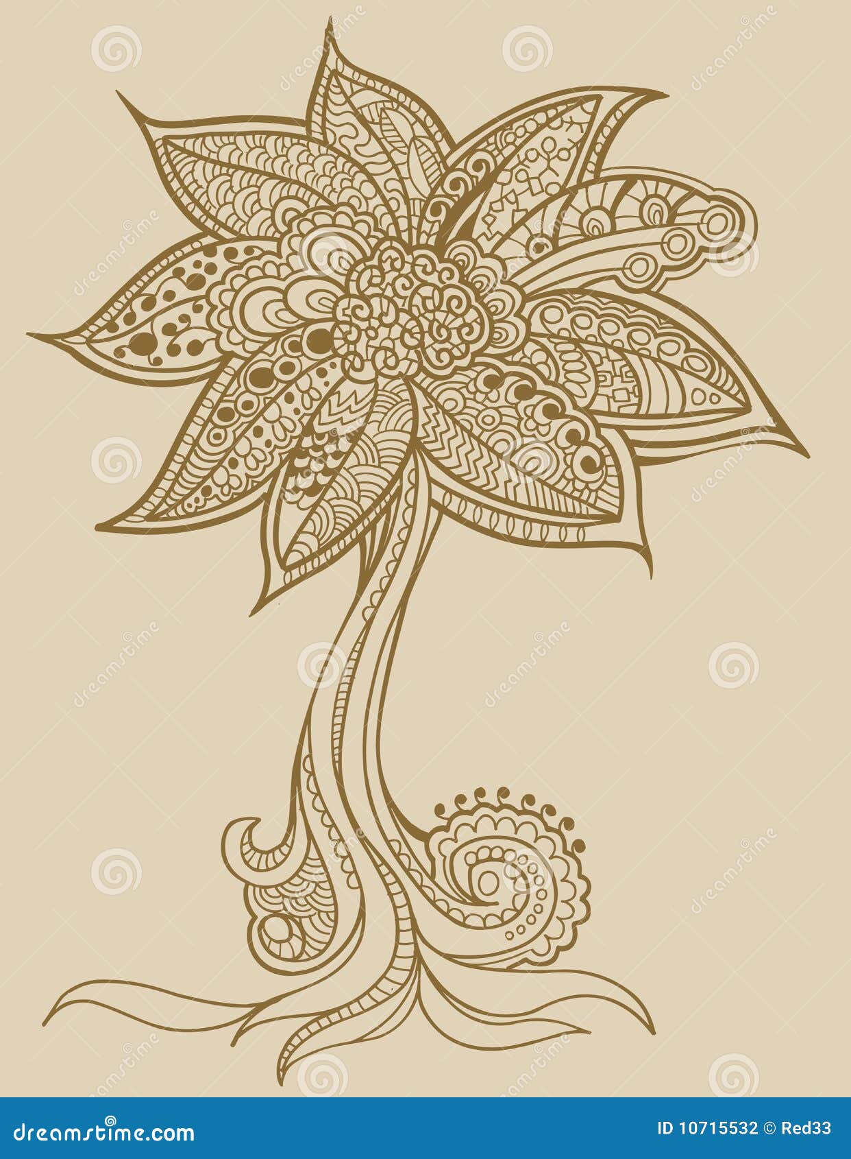 Henna doodle Tree vector stock vector. Illustration of peace - 10715532
