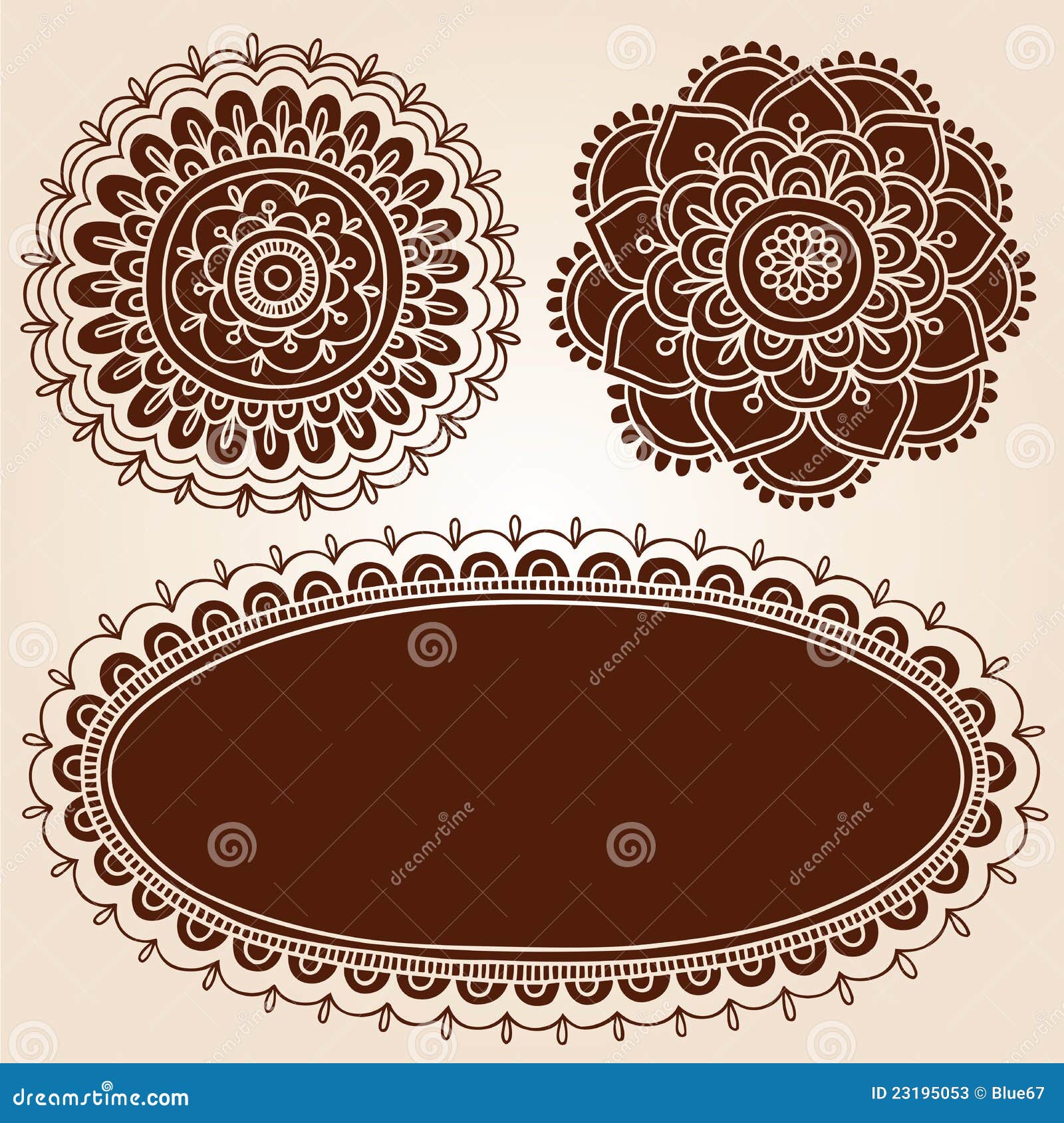Henna Frame and Flowes Silhouette Vector Designs Stock Vector ...