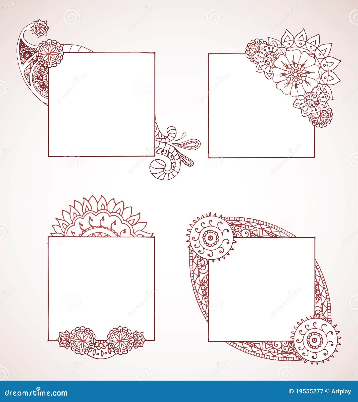 Henna Frames stock vector. Illustration of drawn, pattern - 19555277