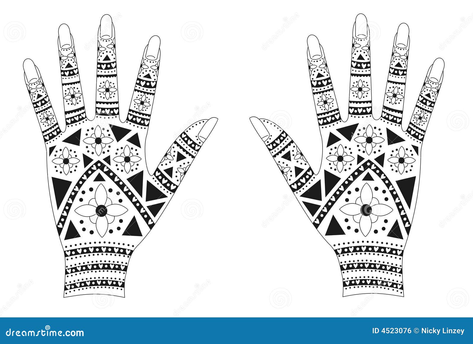 Henna hands stock vector. Illustration of decorate, india - 4523076