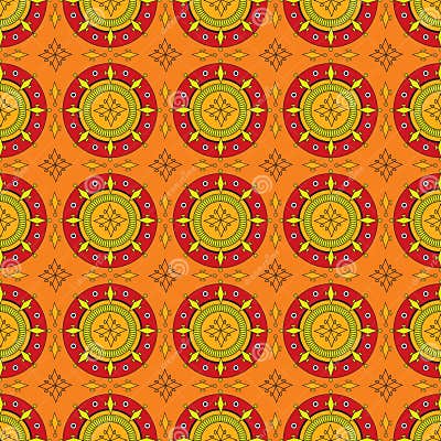Seamless African Design Pattern in Red and Orange Stock Illustration ...