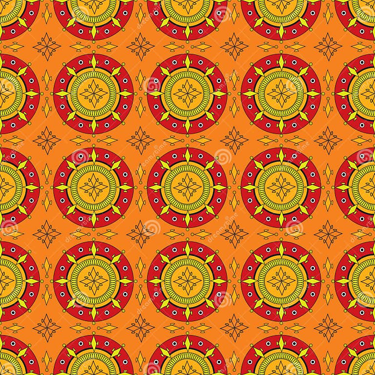 Seamless African Design Pattern in Red and Orange Stock Illustration ...