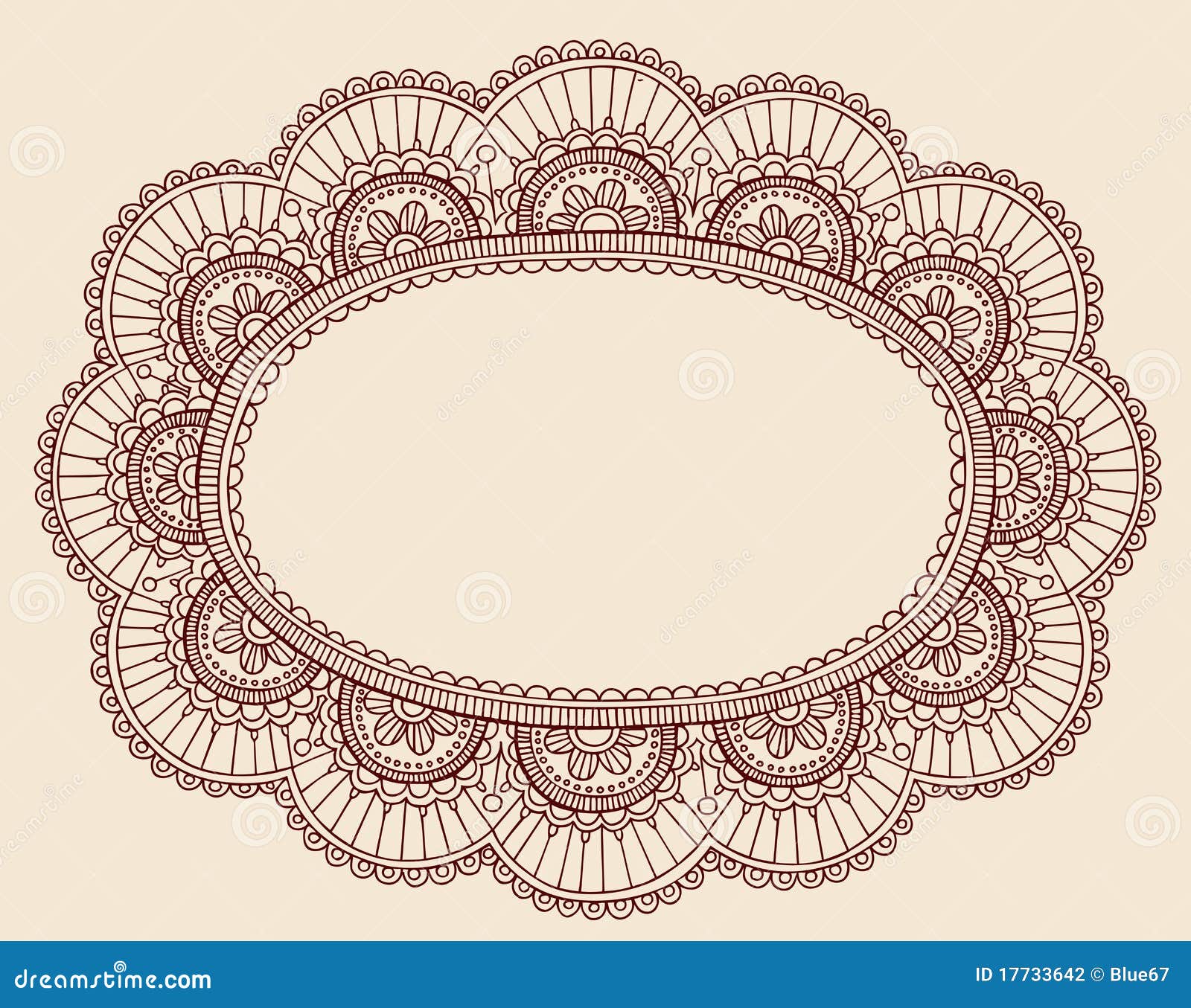 Henna Lace Doily Paisley Doodle Frame Design Stock Vector ...