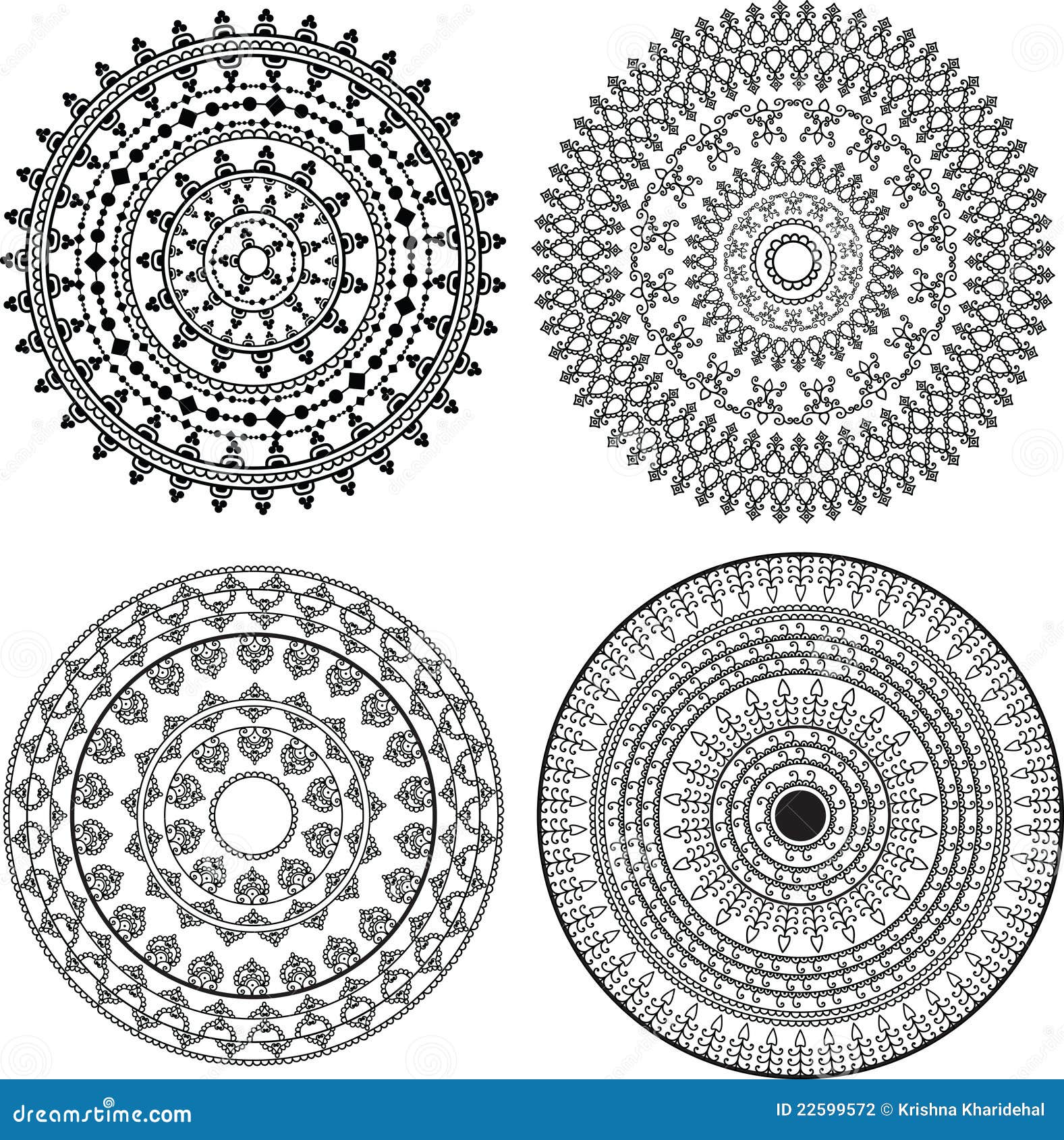 Henna Mandala stock illustration. Illustration of petal - 22599572