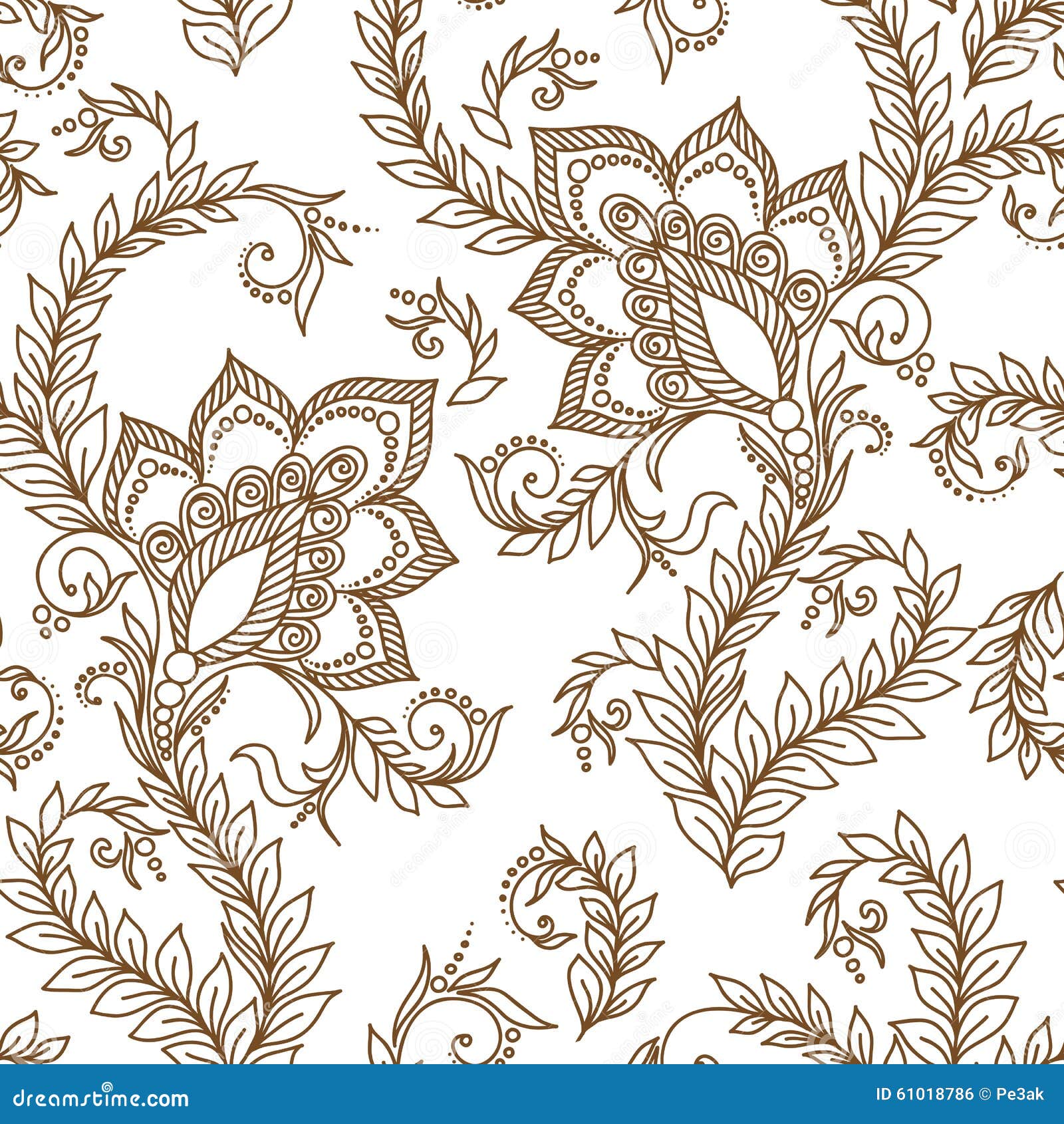 Henna Mehendy Tattoo Seamless Pattern On A Violet Background Cartoon ...