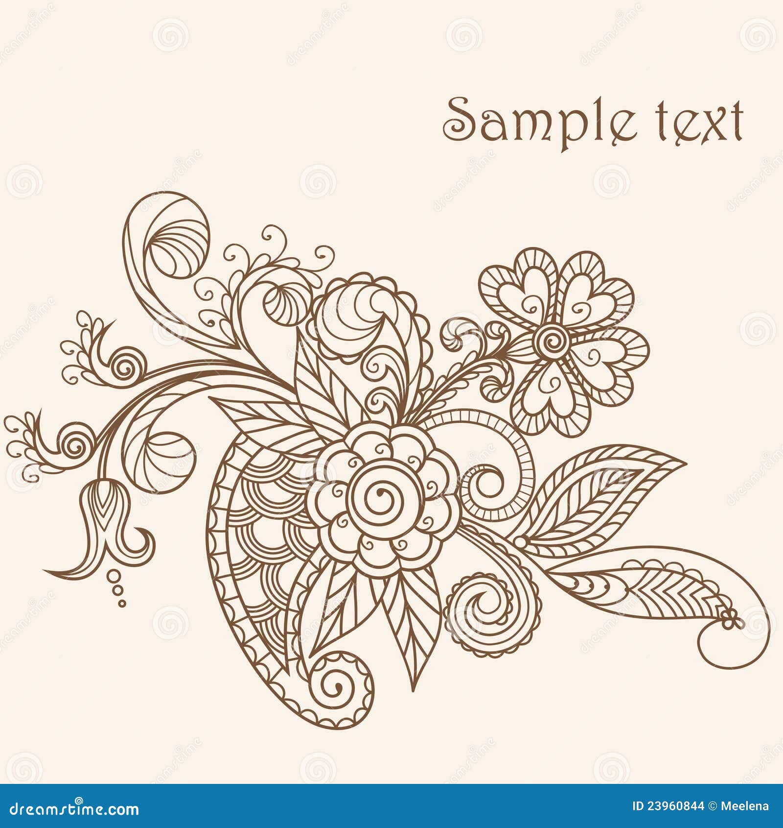 Henna Mehndi Abstract Flowers Stock Illustration - Illustration of love ...