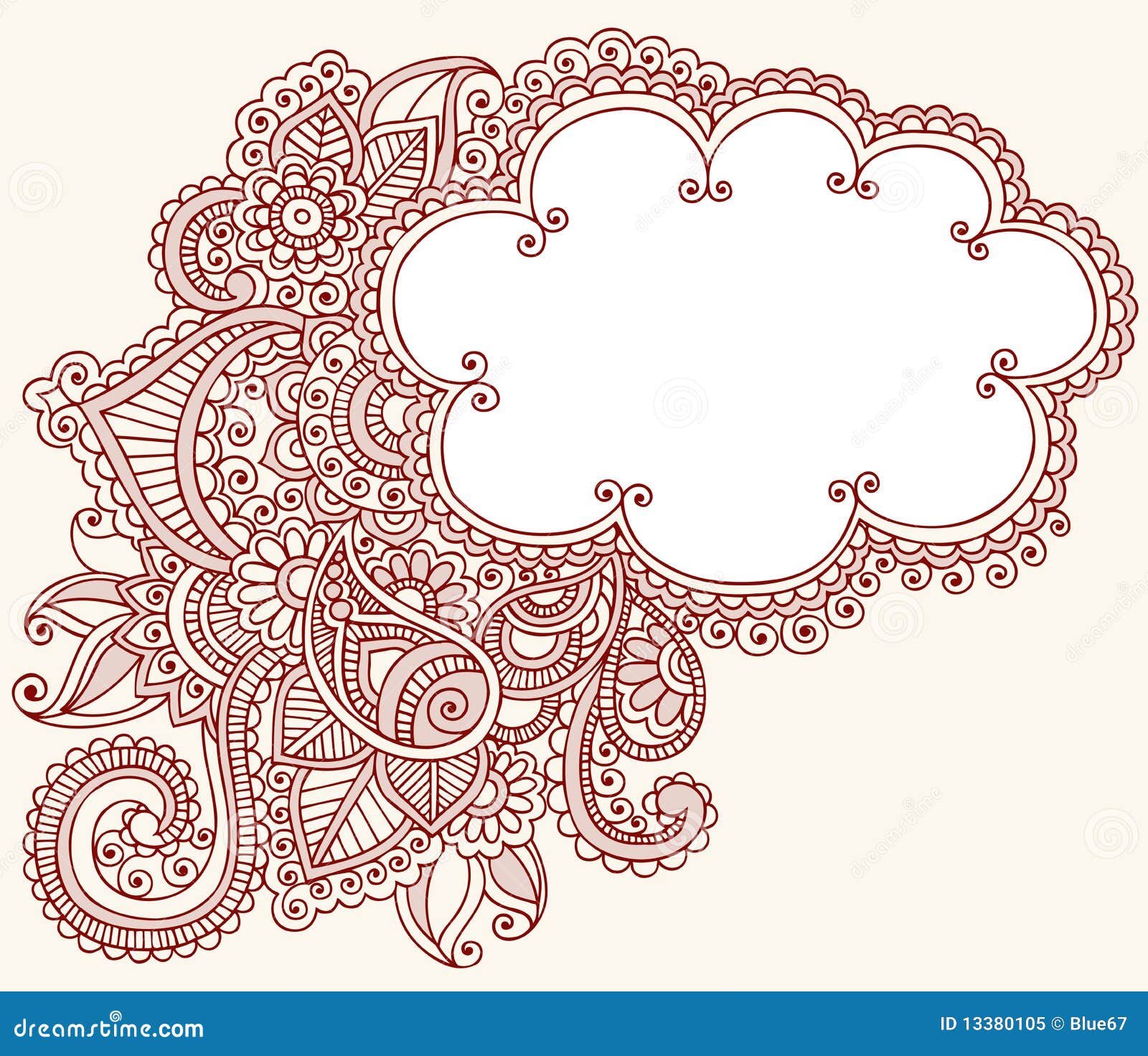 Henna Mehndi Paisley Cloud Doodle Design Stock Vector - Illustration of ...