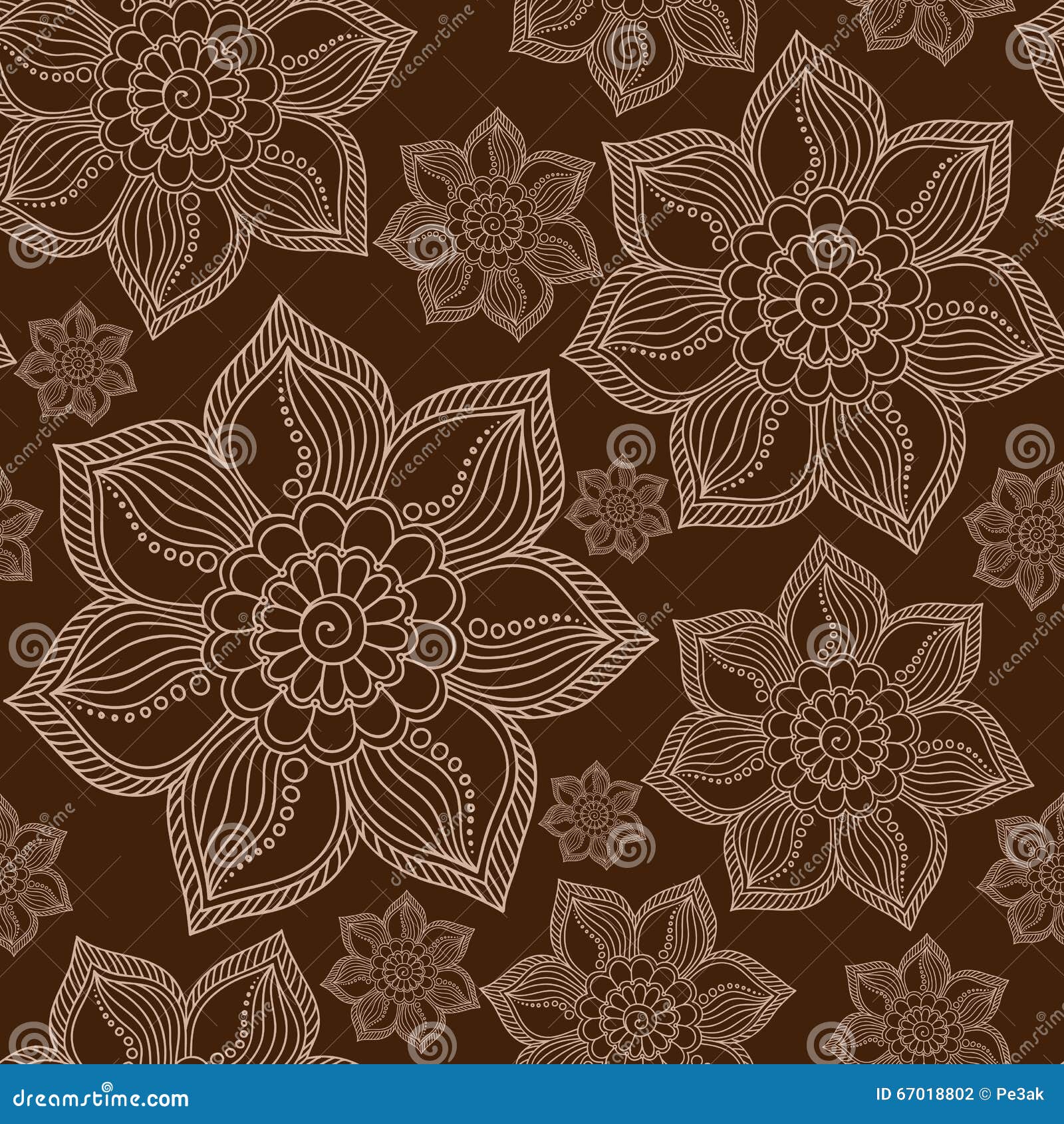 Henna Mehndi Tattoo Doodles Seamless-Muster Stock Abbildung ...