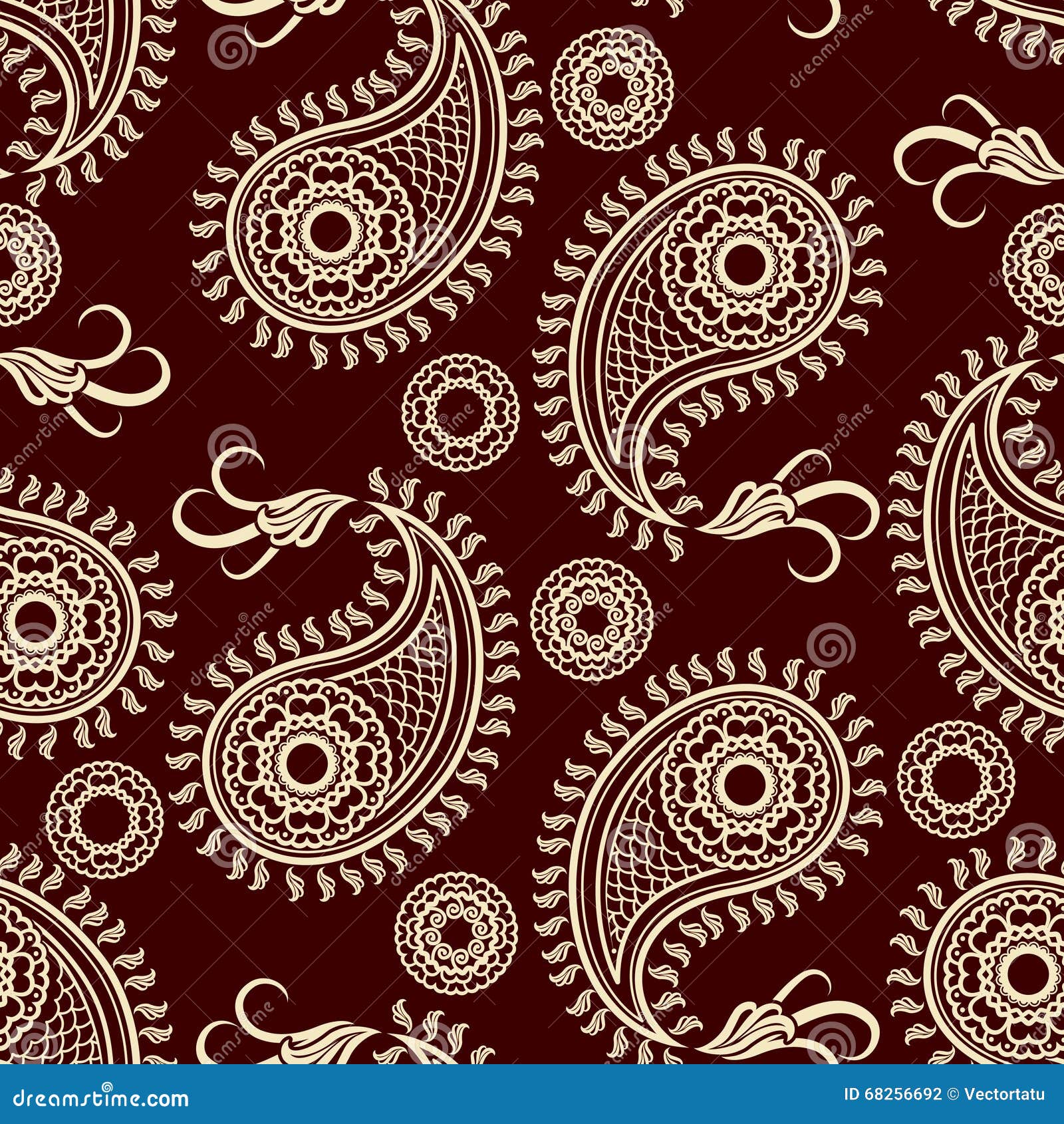 Henna Tatoo Paisley Seamless Pattern Stock Vector - Illustration of ...