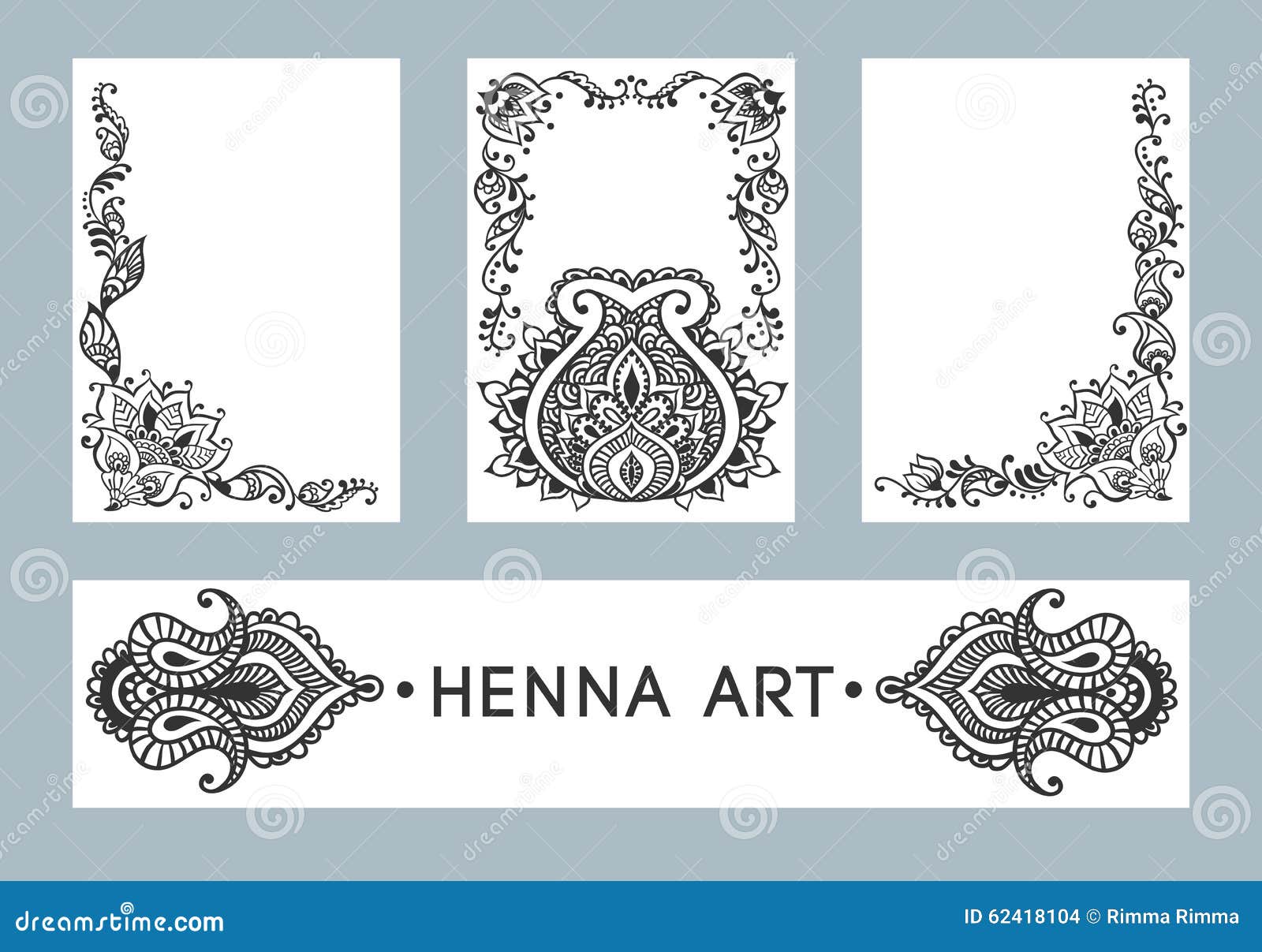 Henna vector banners stock vector. Illustration of border - 62418104