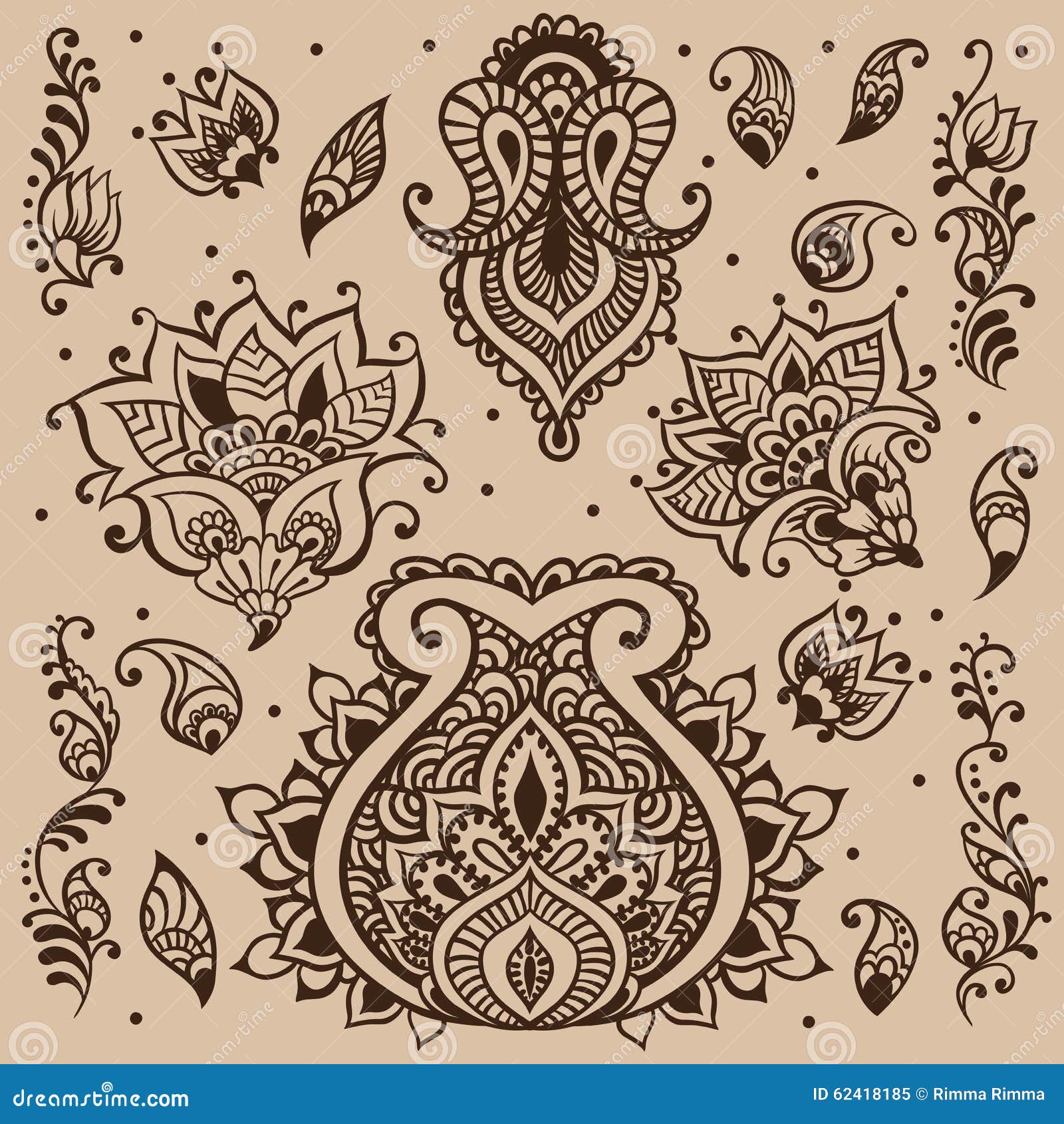 Henna vector design stock vector. Illustration of elements - 62418185