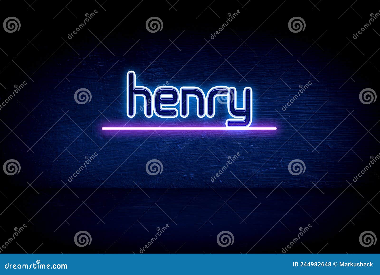 Henry - Blue Neon Announcement Signboard Stock Photo - Image of ...