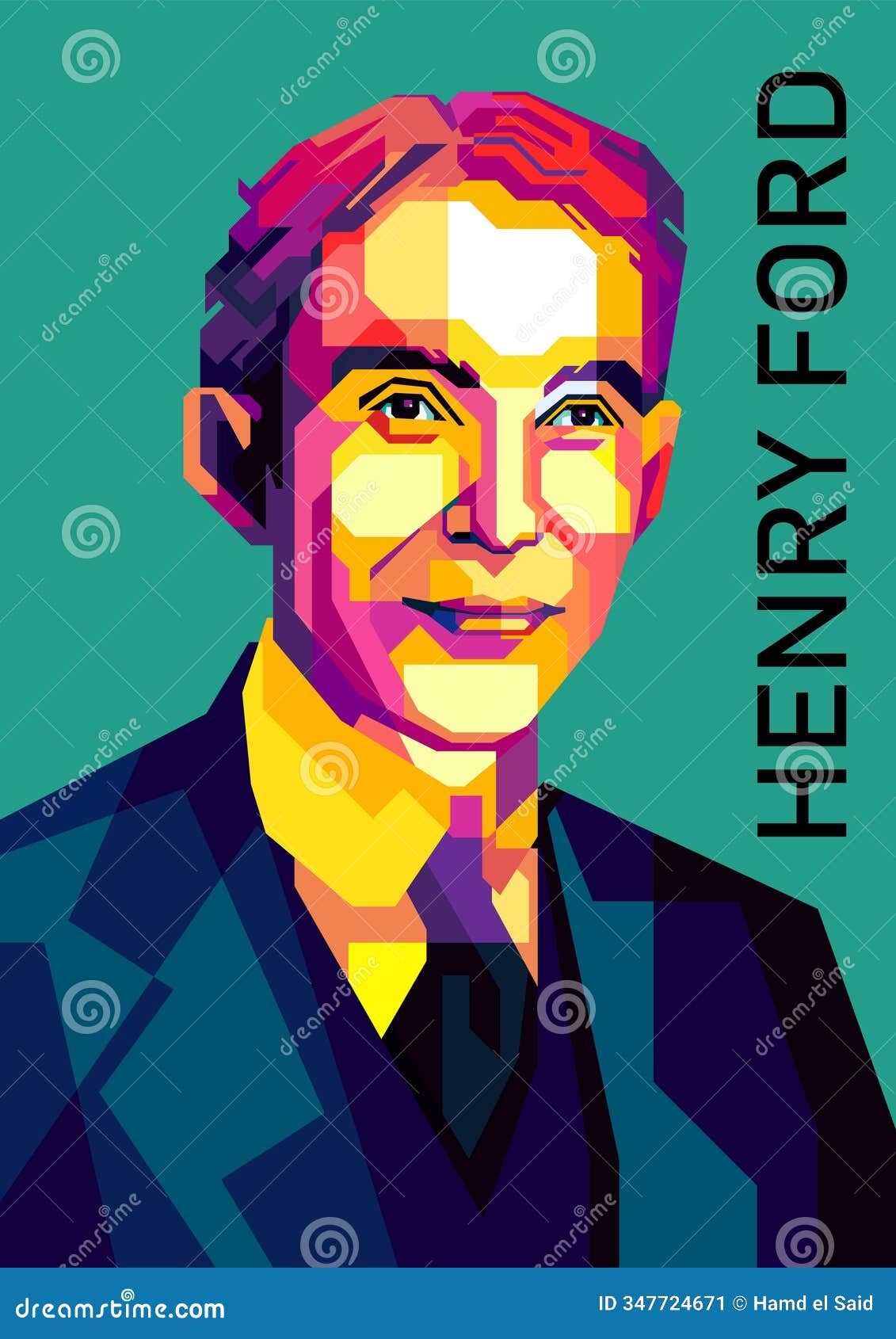 Henry Ford Vector Sketch Illustration Portrait Face Royalty-Free ...