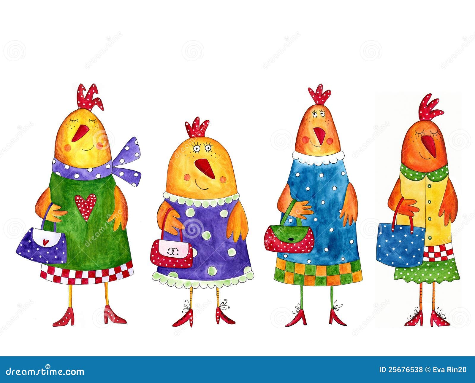 Hens. Cartoon characters stock illustration. Illustration of hens ...