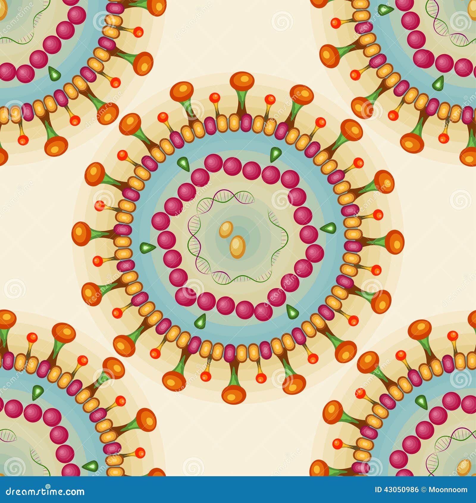 Hepatitis B Virus. Seamless Pattern Stock Vector - Illustration of molecule, hepadnaviridae ...