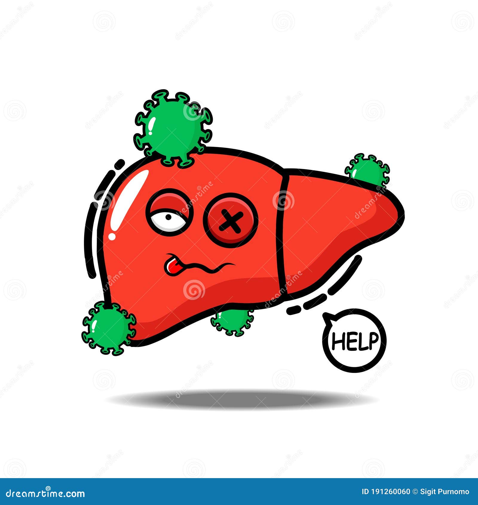 Hepatitis Liver Cute Mascot Character Stock Vector - Illustration of ...