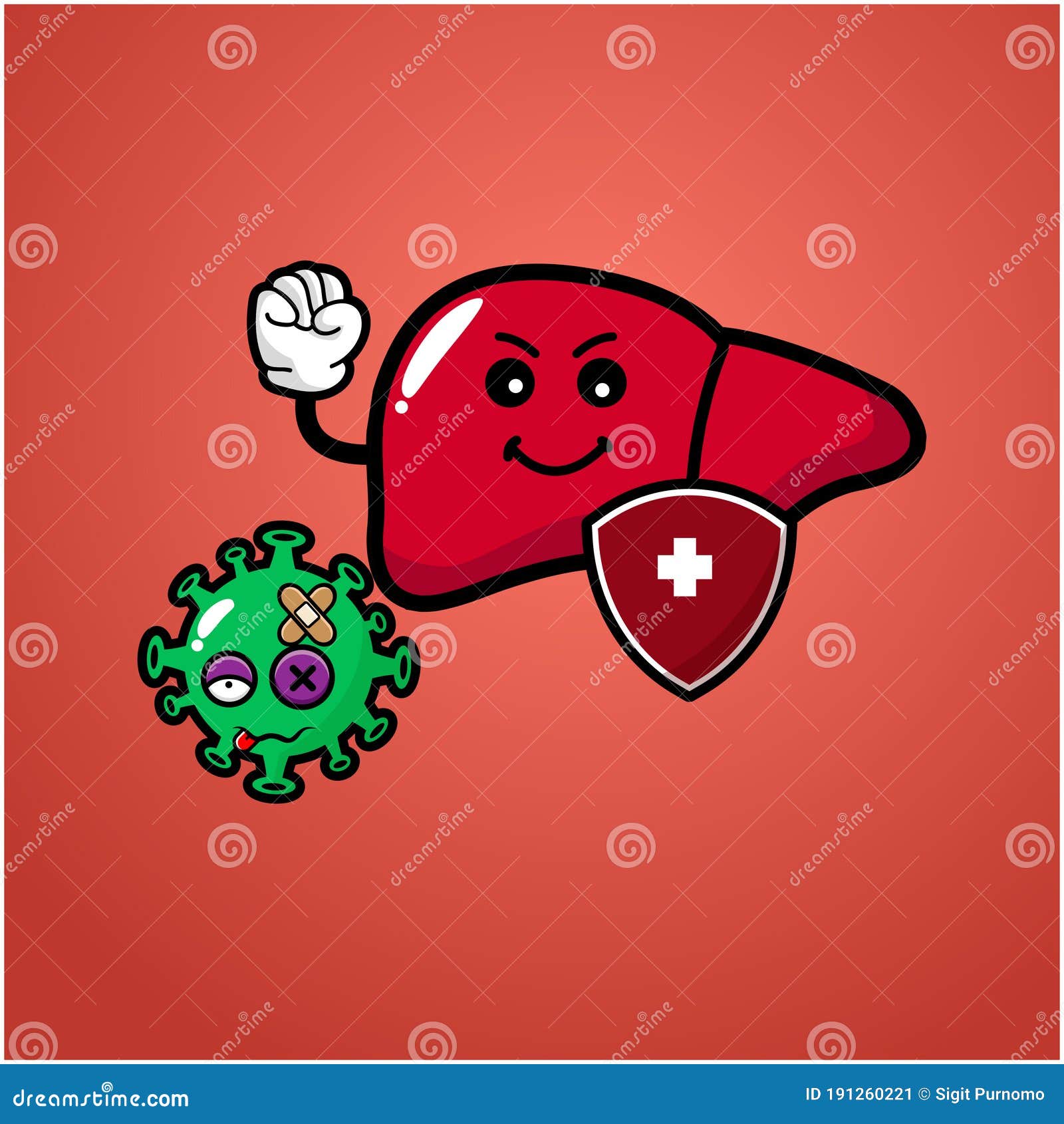 Hepatitis Liver Cute Mascot Character Stock Vector - Illustration of ...